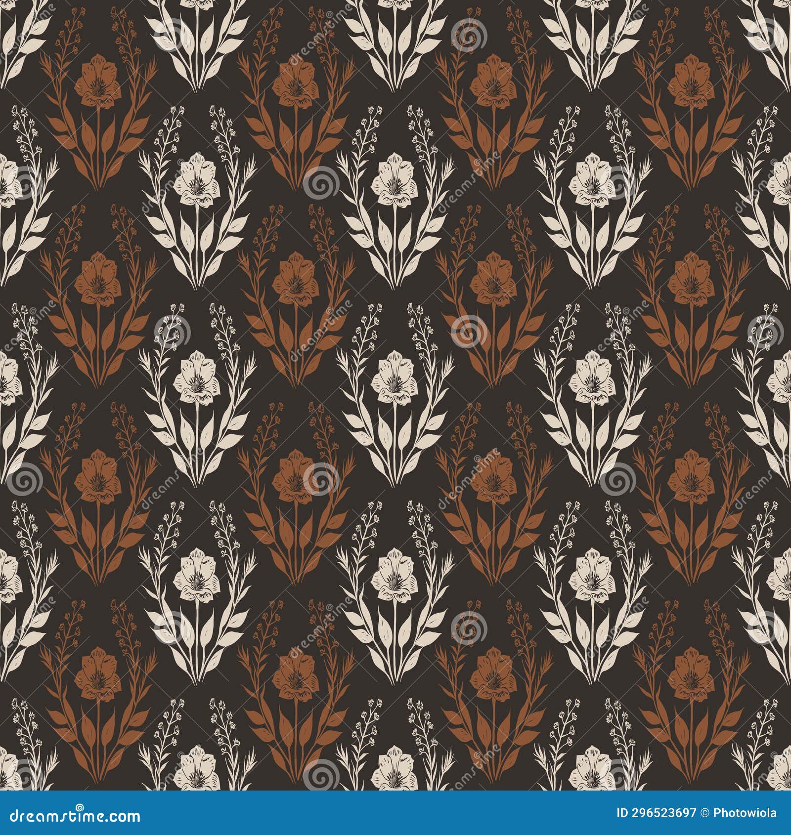 Seamless Botanical Pattern for Fabrics. for Use in Graphics Stock ...