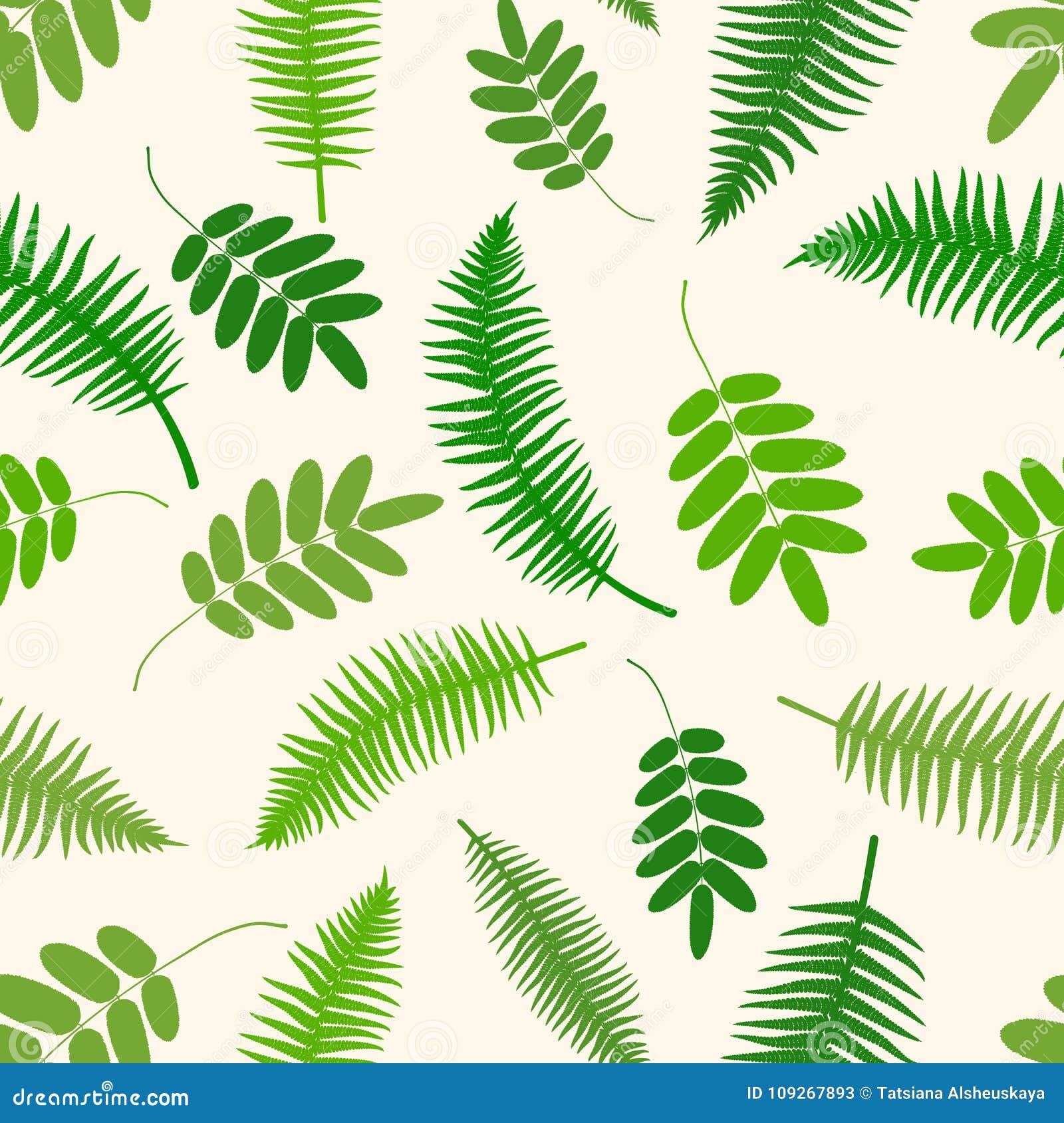 Seamless Botanical Pattern with Fern Branches Stock Vector ...