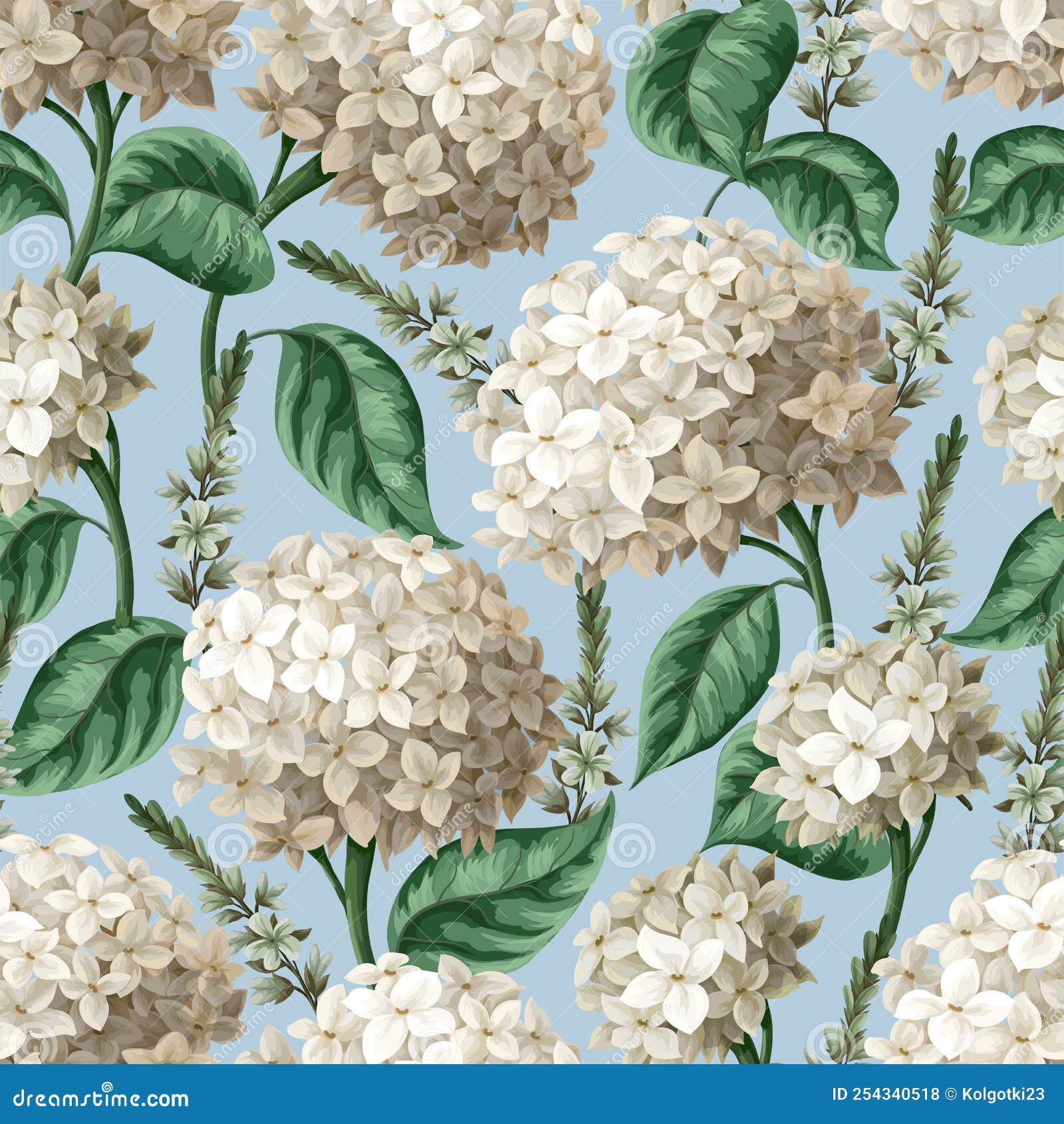 Seamless Botanical Pattern with Hydrangeas. Vector Stock Vector ...