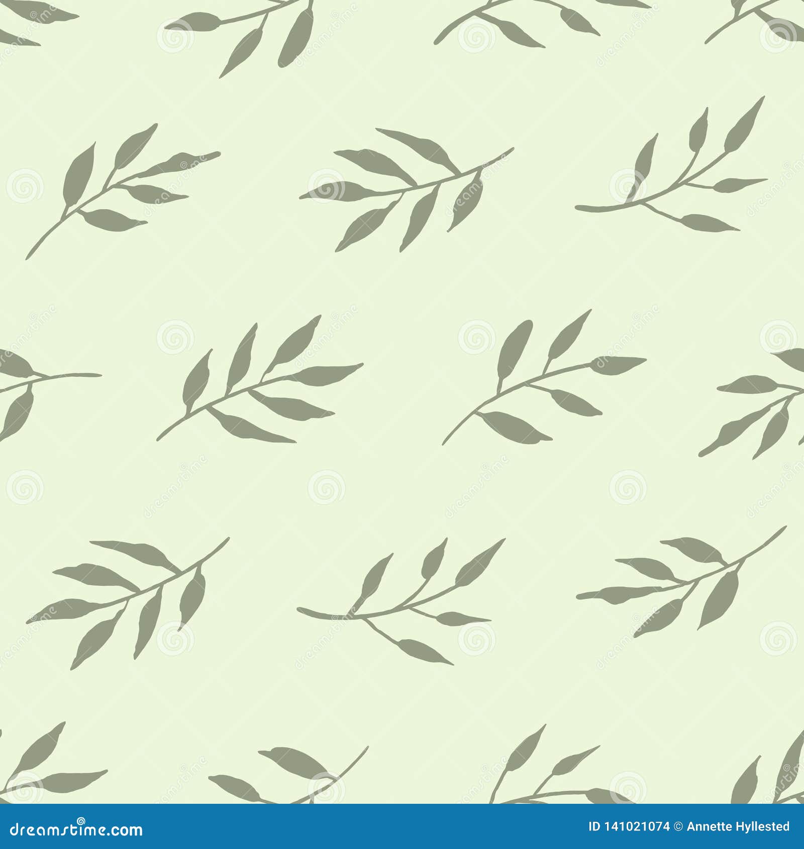 Seamless Botanical Pattern in Soft Green Stock Illustration ...
