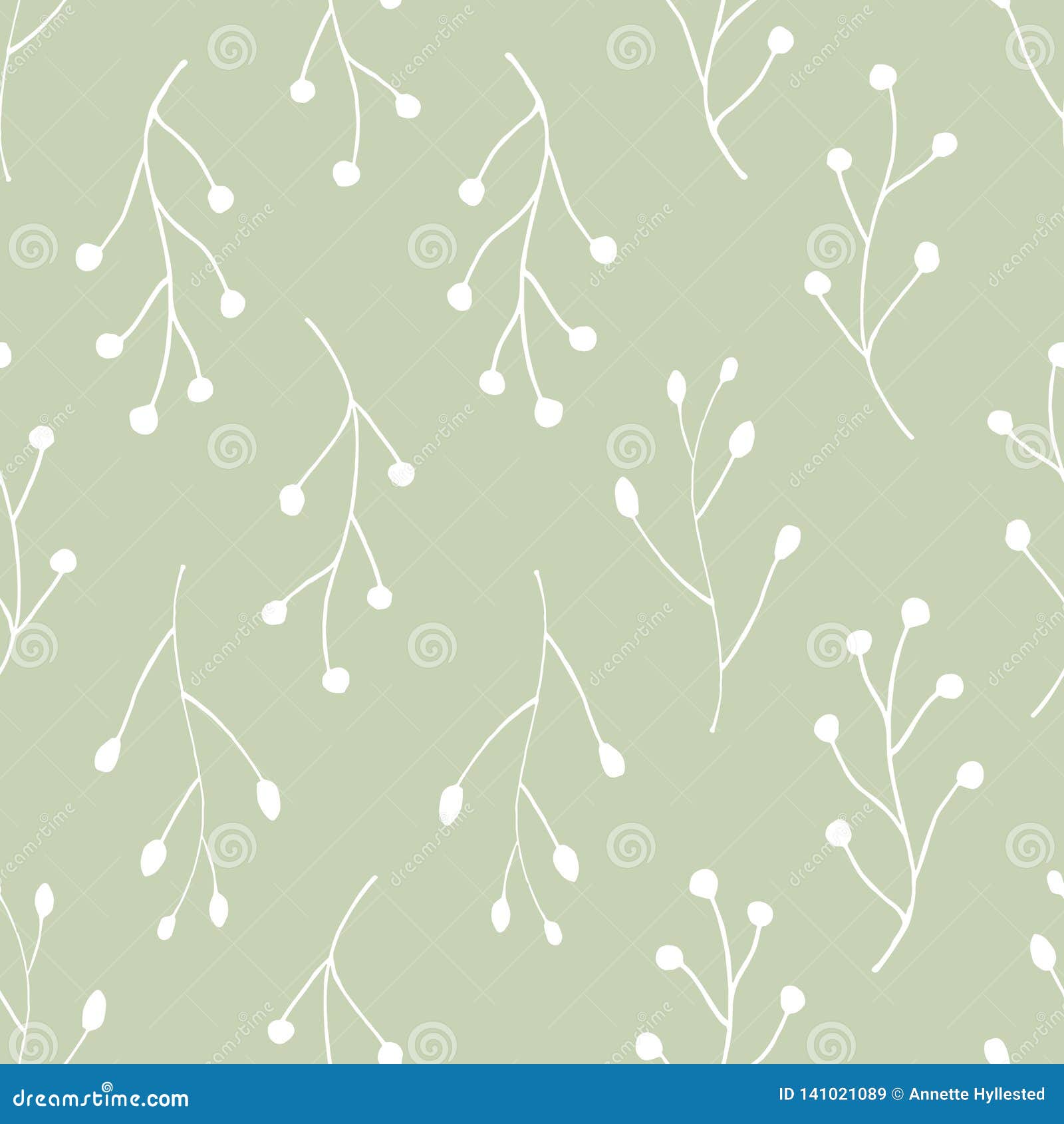 Seamless Botanical Pattern in Soft Green Stock Vector - Illustration of ...