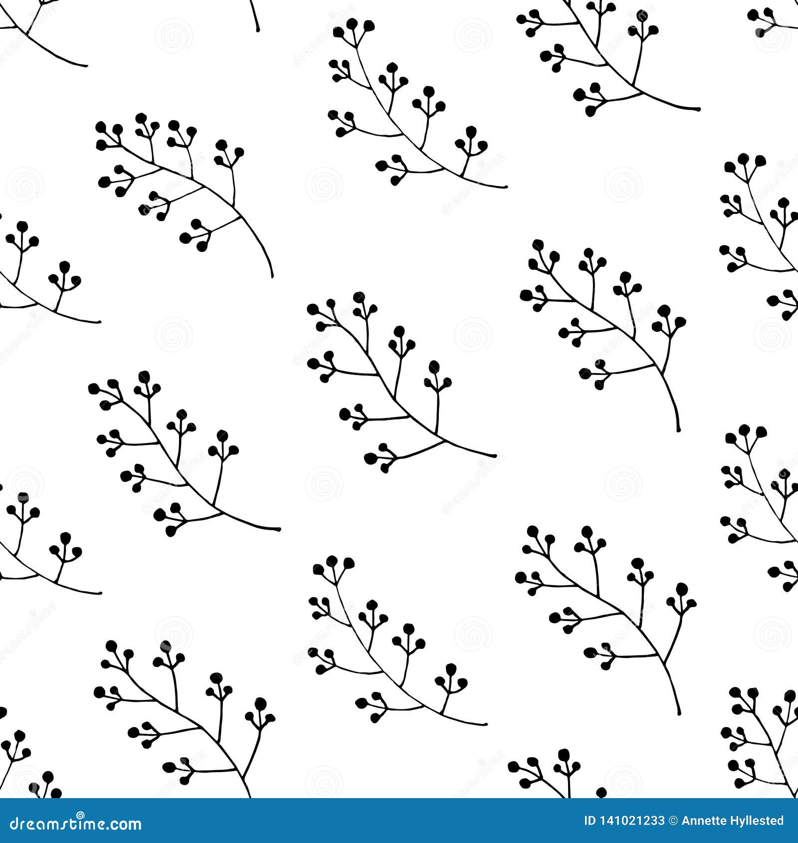 Seamless botanical pattern stock illustration. Illustration of twig ...