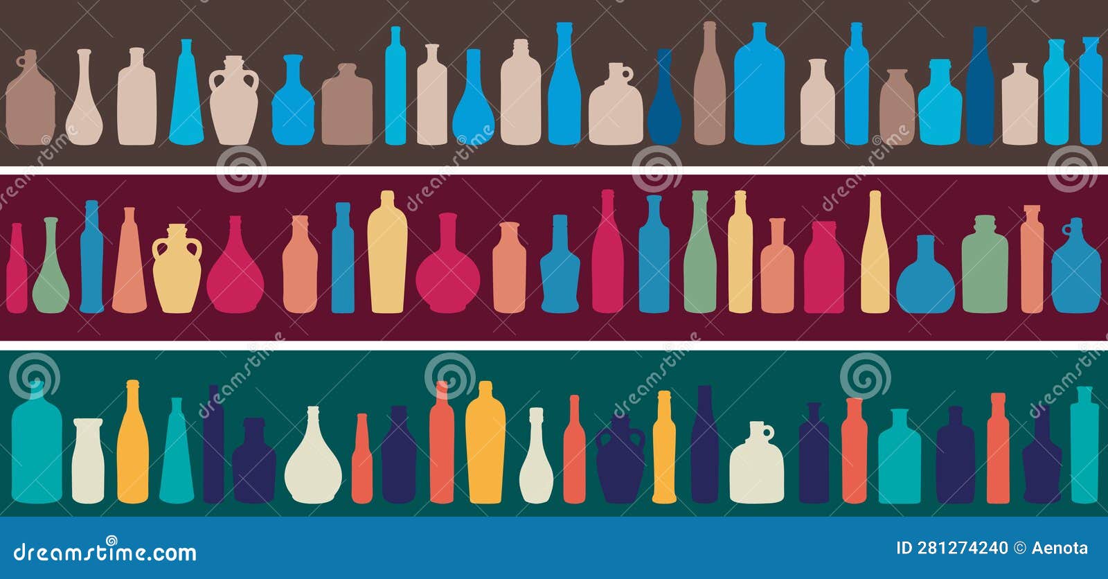 Seamless Bottles Borders - Vector Illustration Stock Vector ...