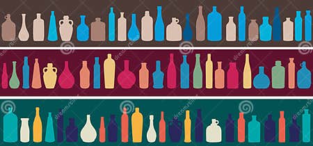 Seamless Bottles Borders - Vector Illustration Stock Vector ...