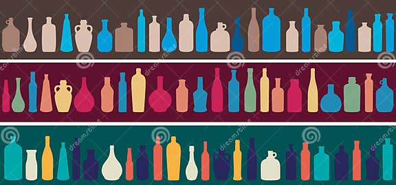 Seamless Bottles Borders - Vector Illustration Stock Vector ...