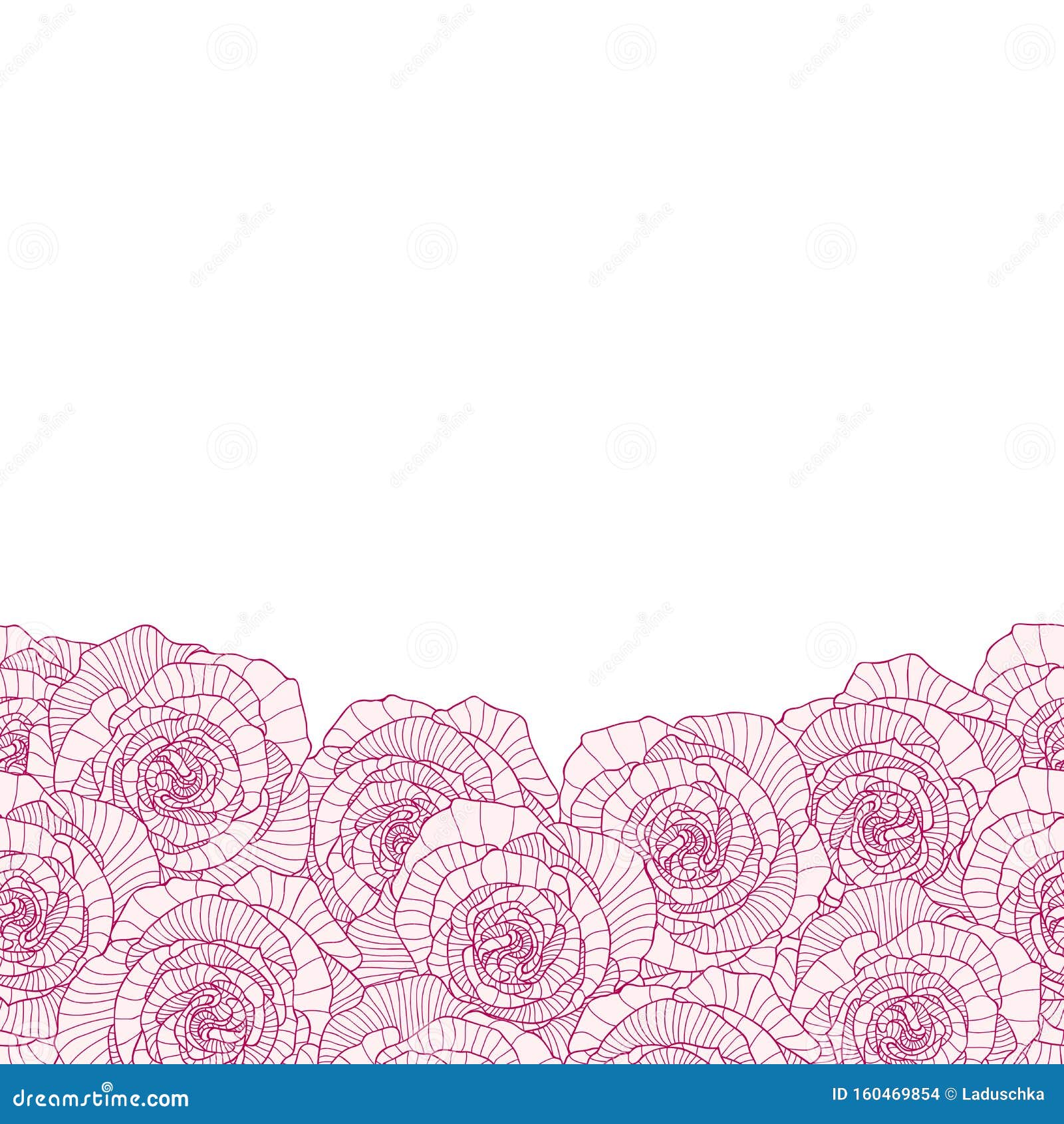 Seamless Bottom Border Made of Pink Rose Flowers Stock Vector ...