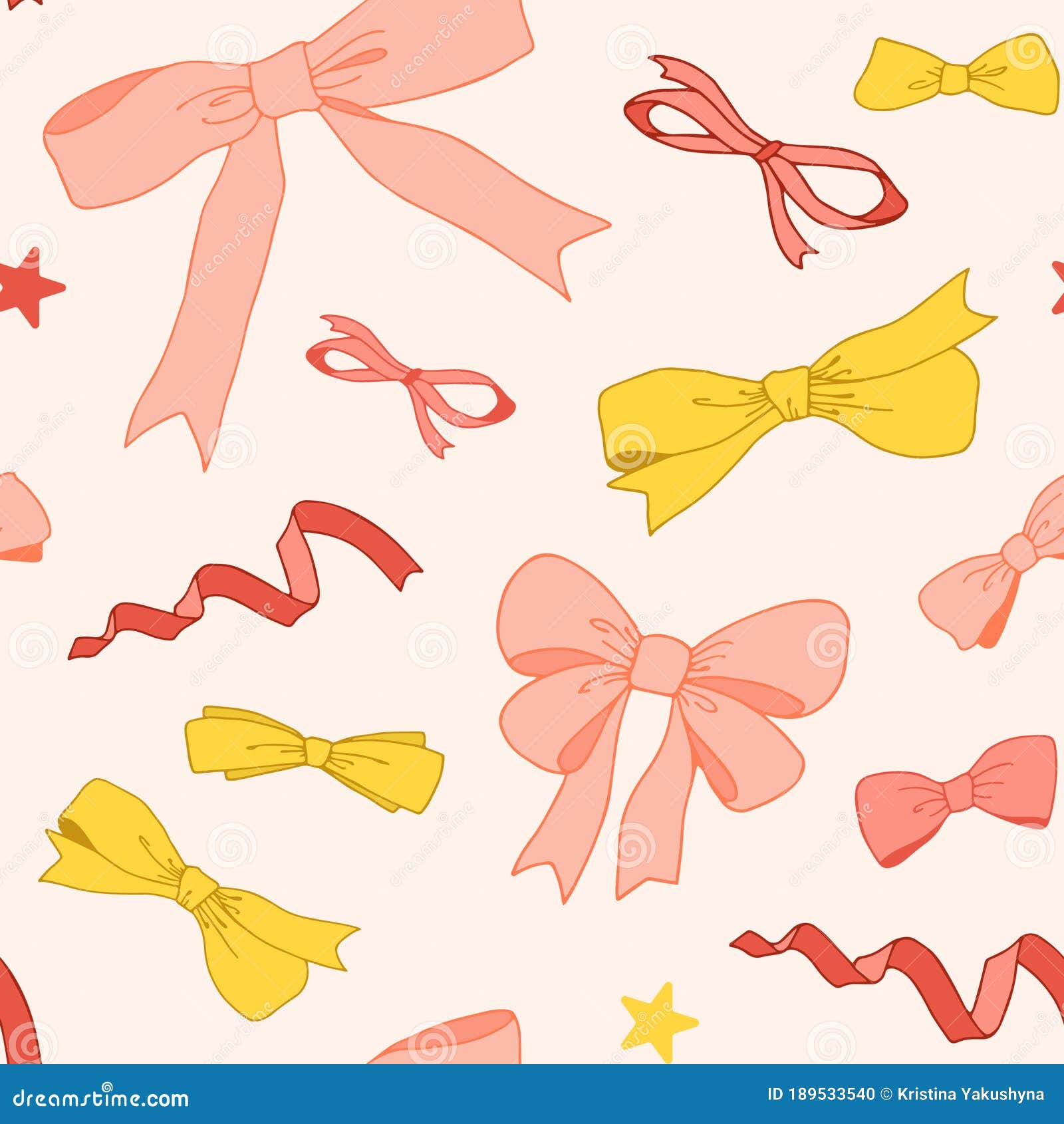 Seamless Bow Pattern. Hand-drawn Colorful Bows Stock Vector ...