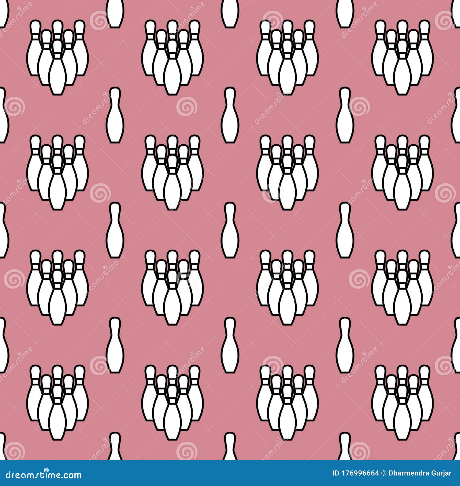 Seamless Bowling Patterns with Repeating Bowling Pins on Pink ...