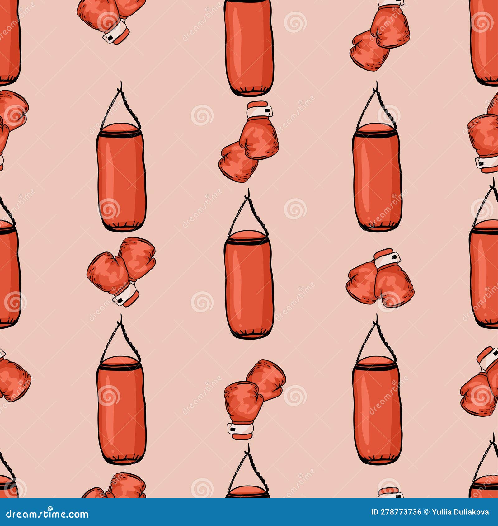 Seamless Boxing Themed Pattern. Boxing Gloves Pattern. Red Colored Bright Boxing Gloves, Pattern ...
