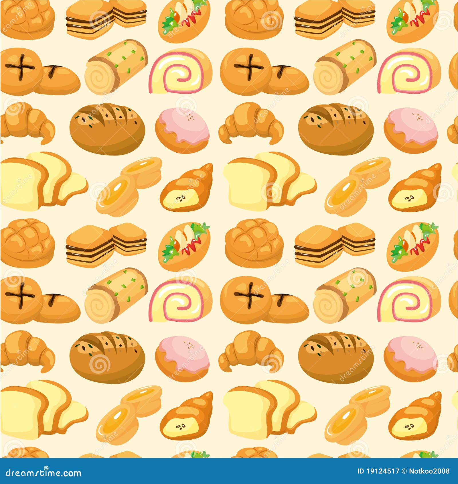 Seamless bread pattern stock vector. Illustration of color - 19124517