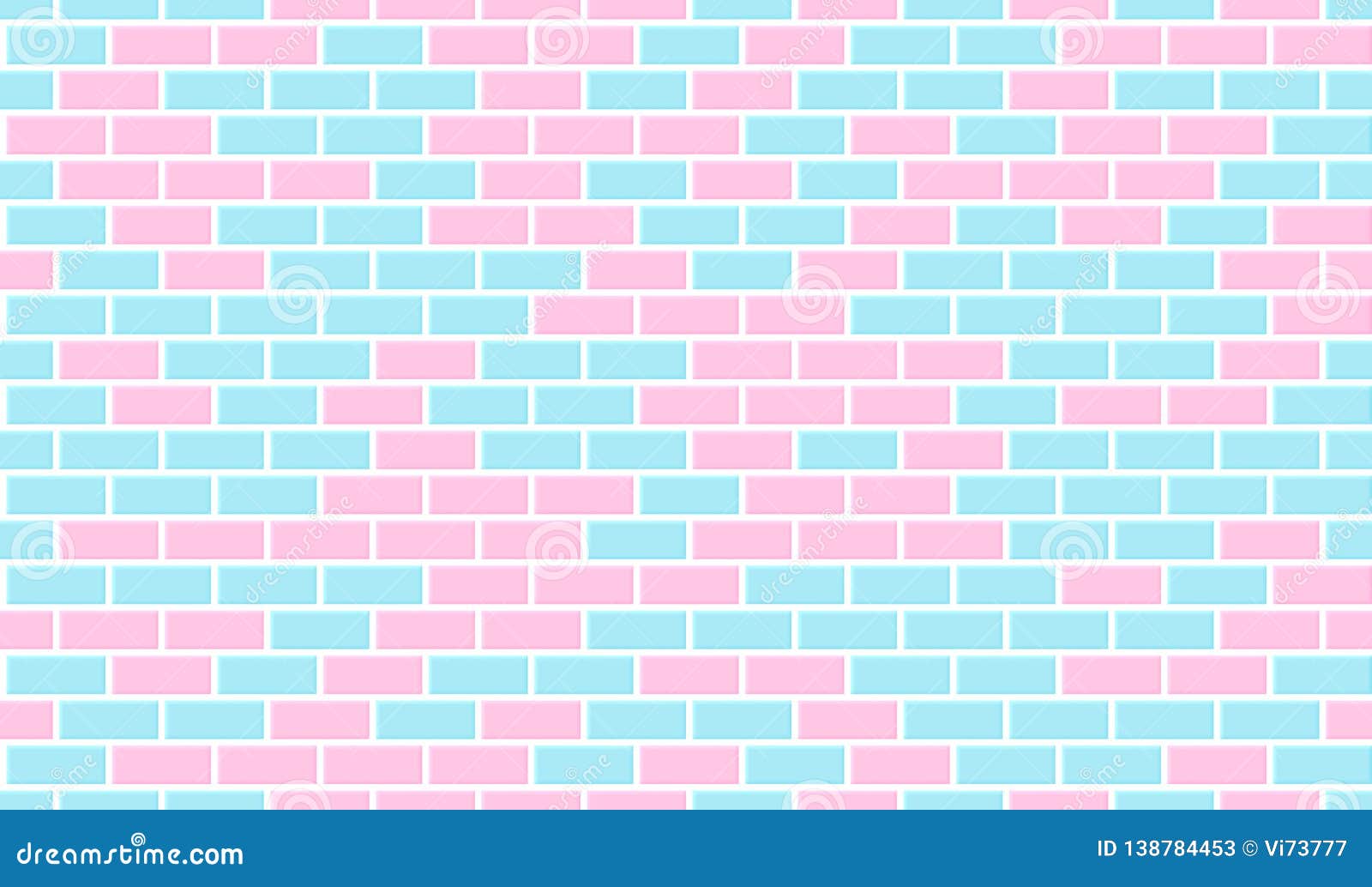 Seamless Brick Wall Pattern. Blue and Pink Ceramic Tile. Modern Vector ...