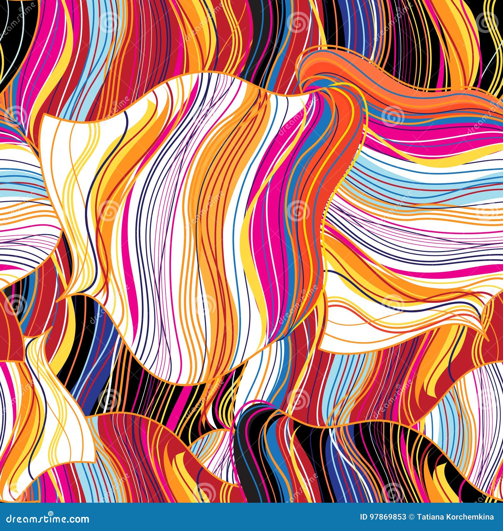 Seamless Bright Abstract Wavy Pattern Stock Vector - Illustration of ...