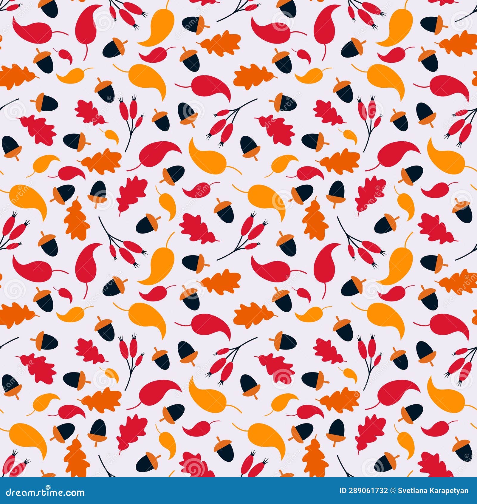 Seamless Bright Autumn Leaves Vector Pattern. Surface Design with Small ...