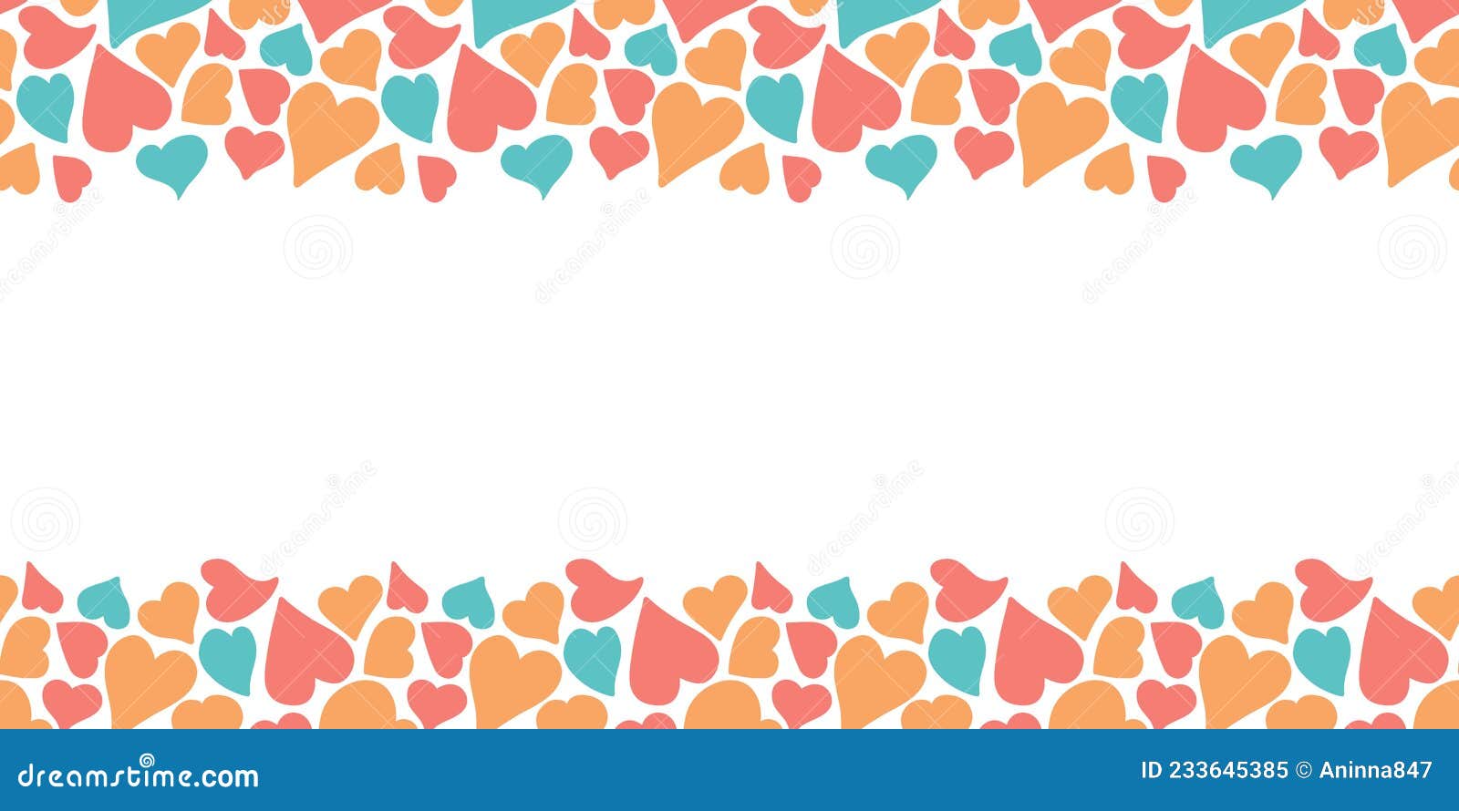 Seamless Bright Banner with Border of Multicolor Hearts Stock Vector ...