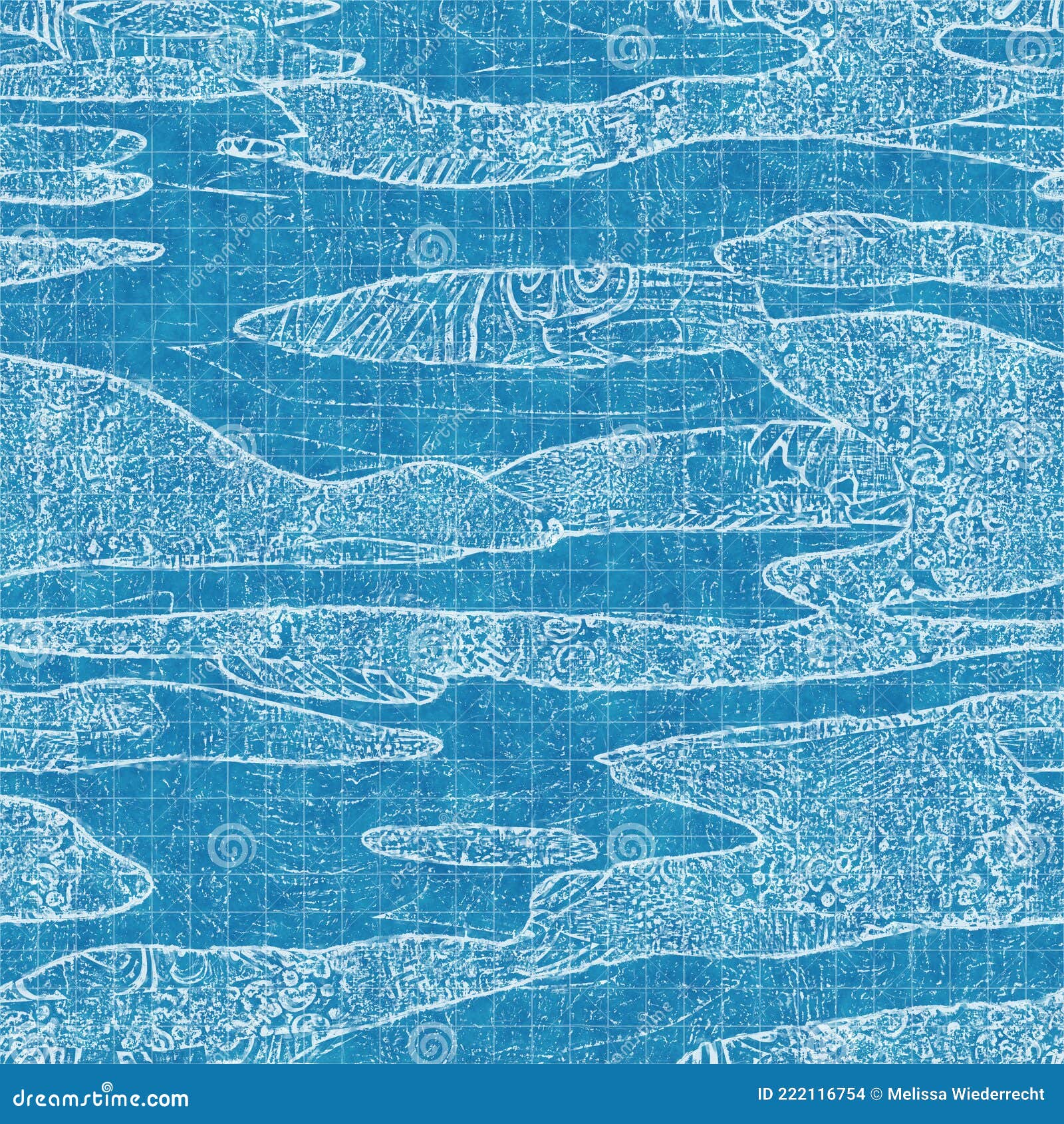 Seamless Bright Blue Blueprint Pattern for Textile and Print Stock ...