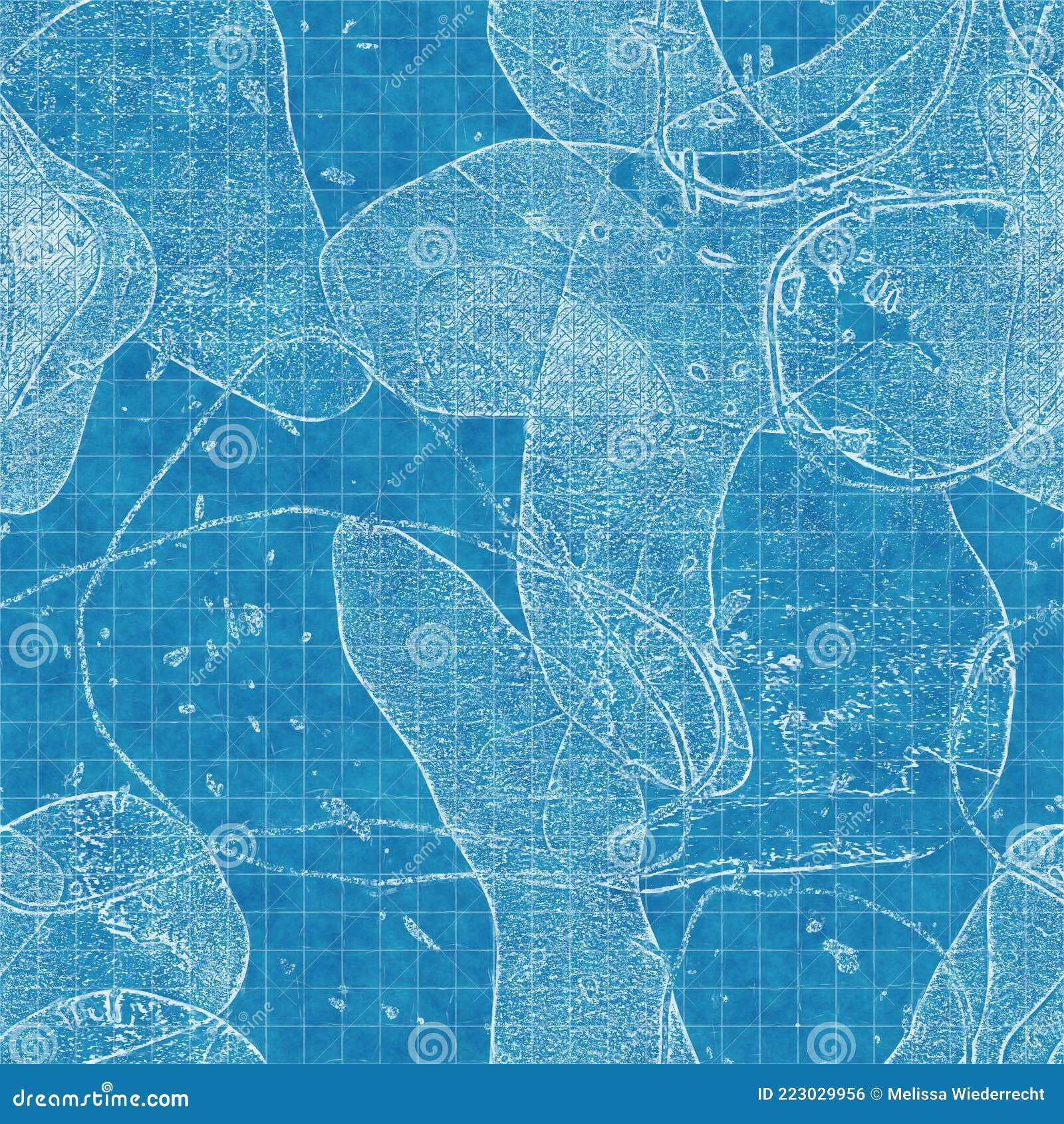 Seamless Bright Blue Blueprint Pattern for Textile and Print Stock ...