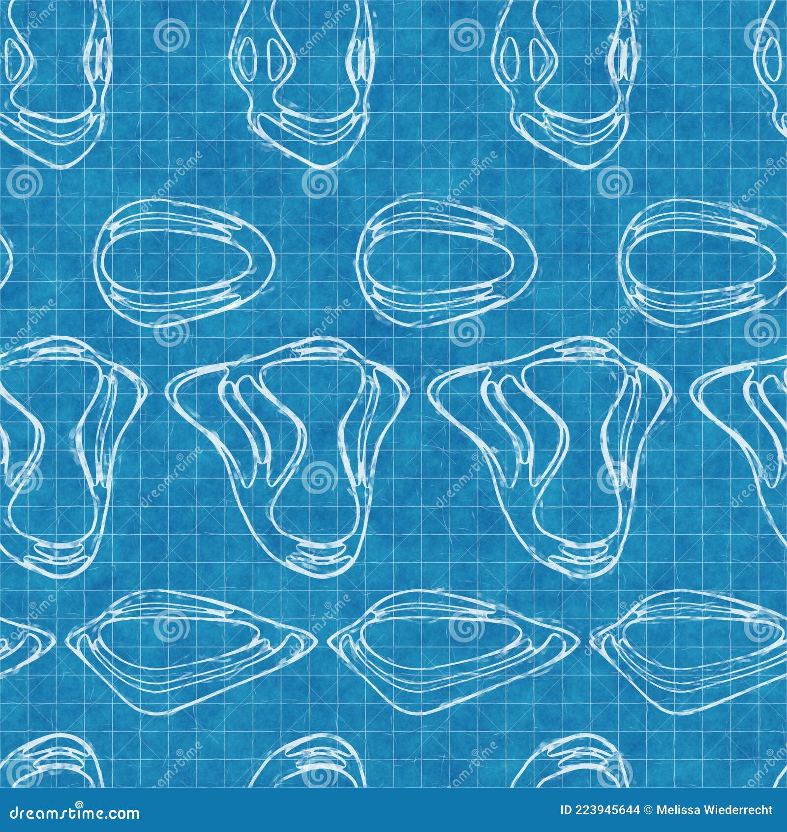 Seamless Bright Blue Blueprint Pattern for Textile and Print Stock ...