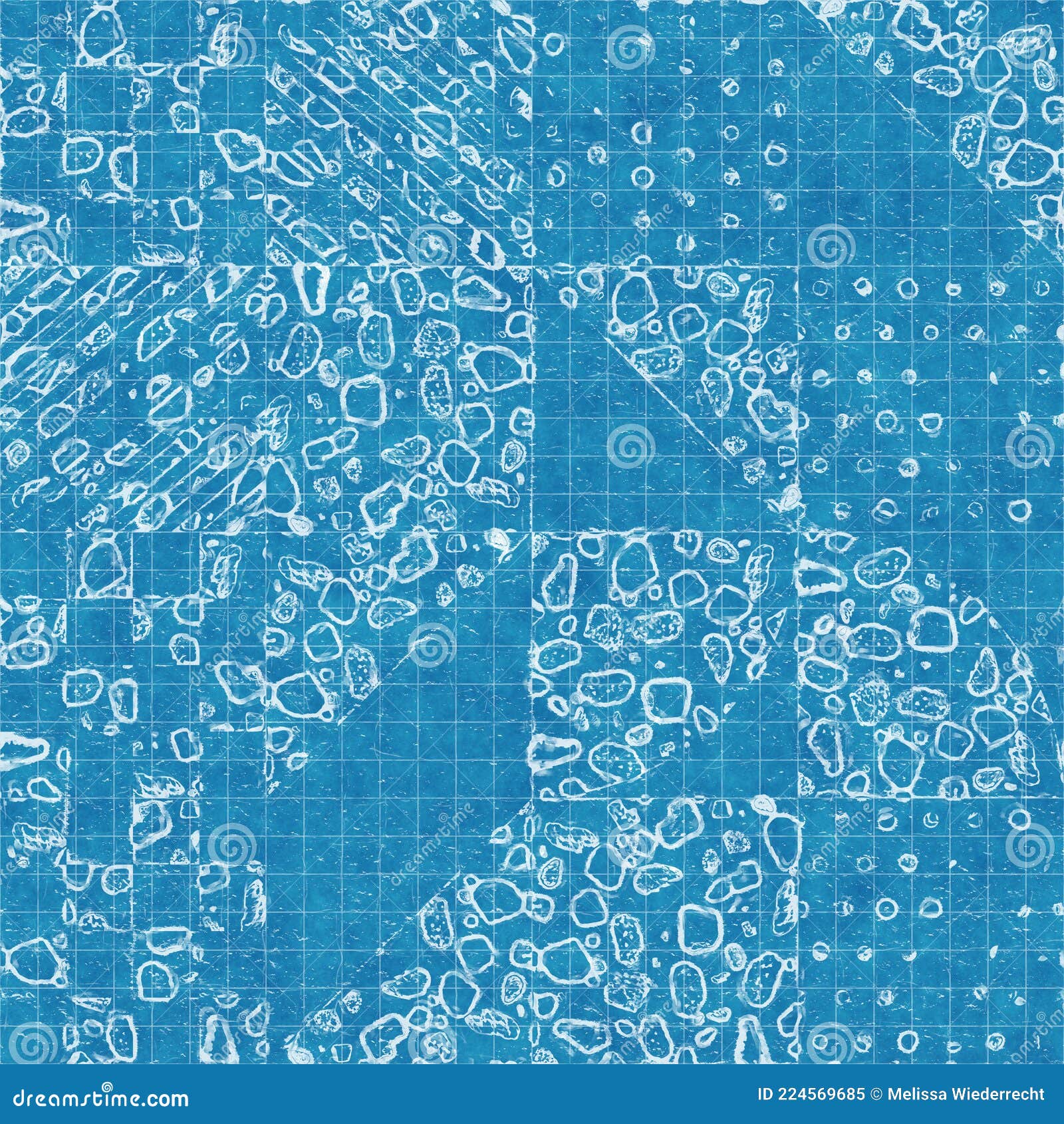 Seamless Bright Blue Blueprint Pattern for Textile and Print Stock ...