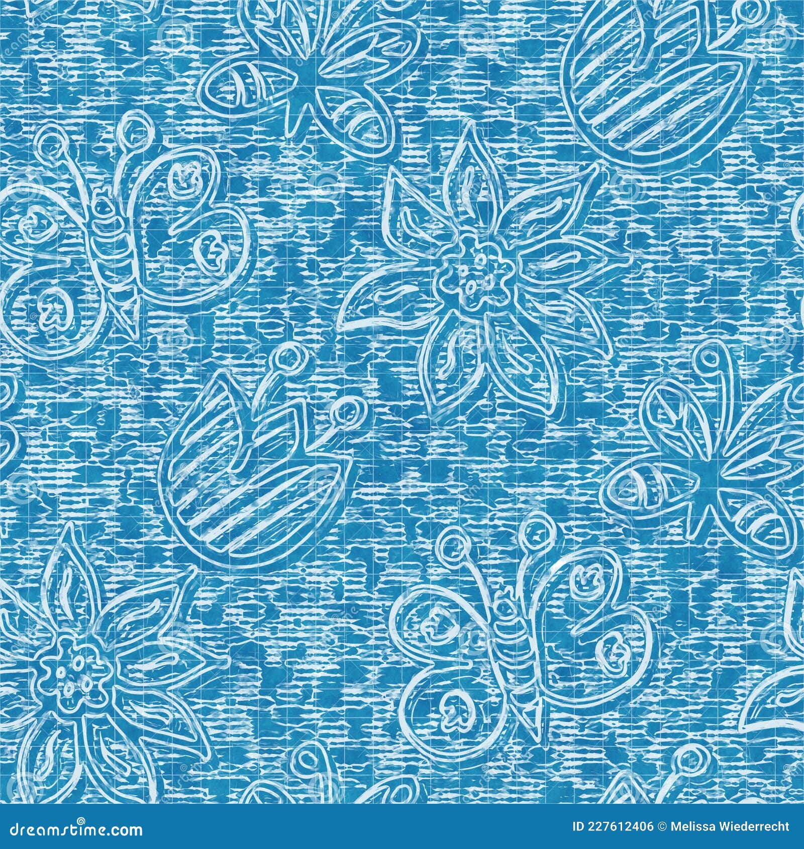 Seamless Bright Blue Blueprint Pattern for Textile and Print Stock ...