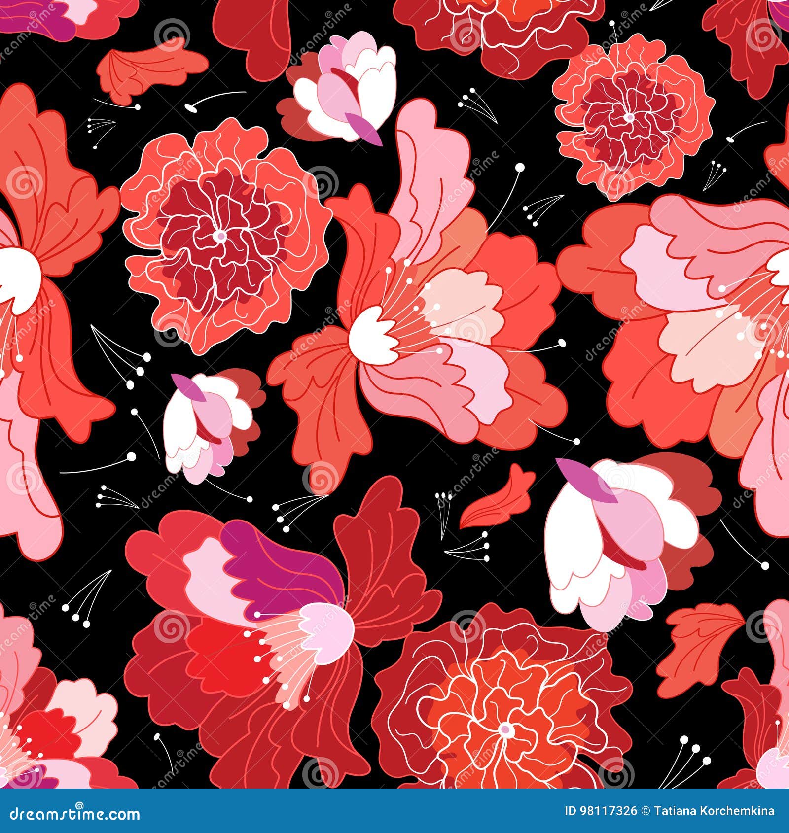 Seamless Bright Floral Pattern Stock Vector - Illustration of ...