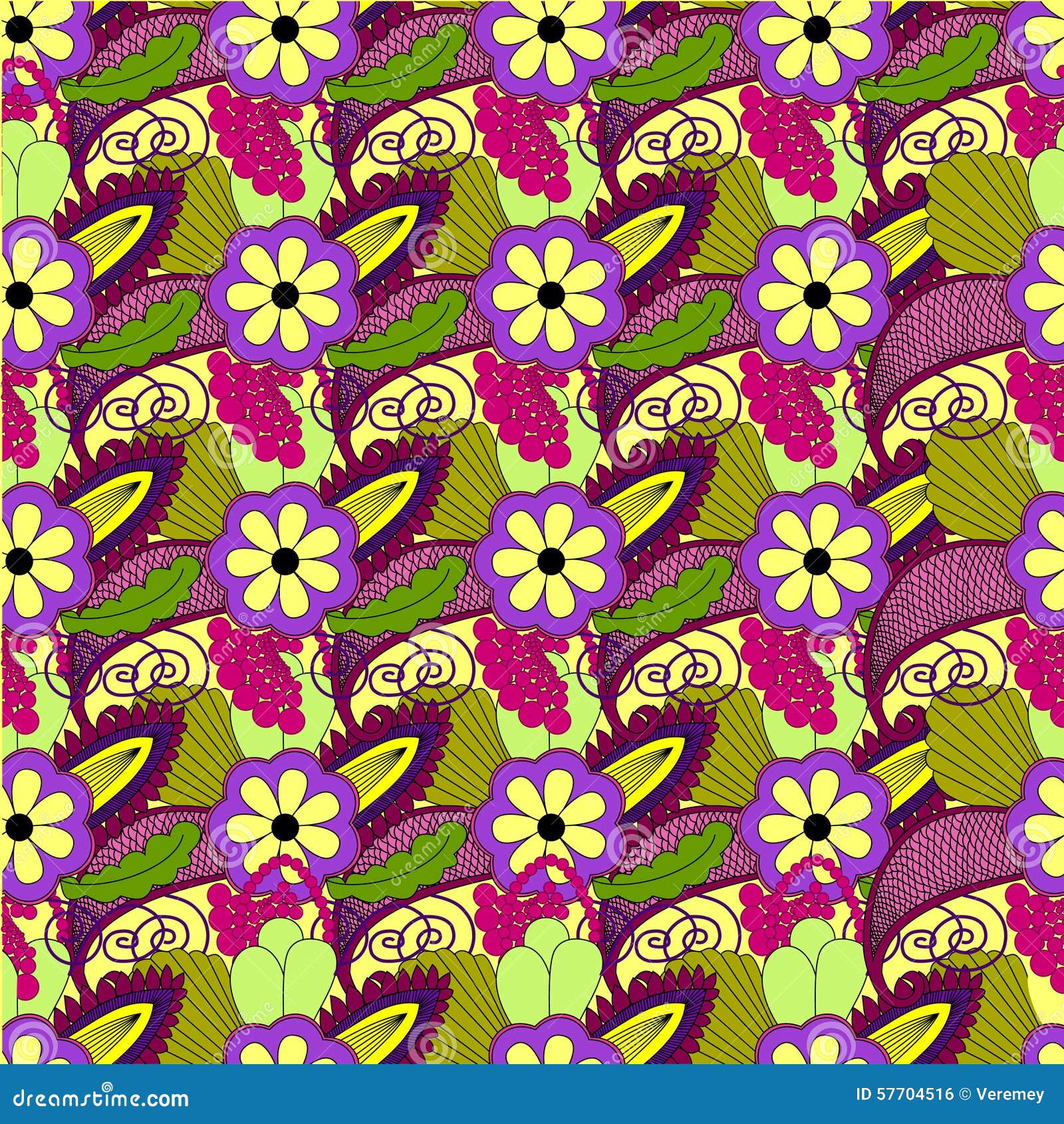 Seamless Bright Floral Pattern. Vector Illustration Stock Vector ...