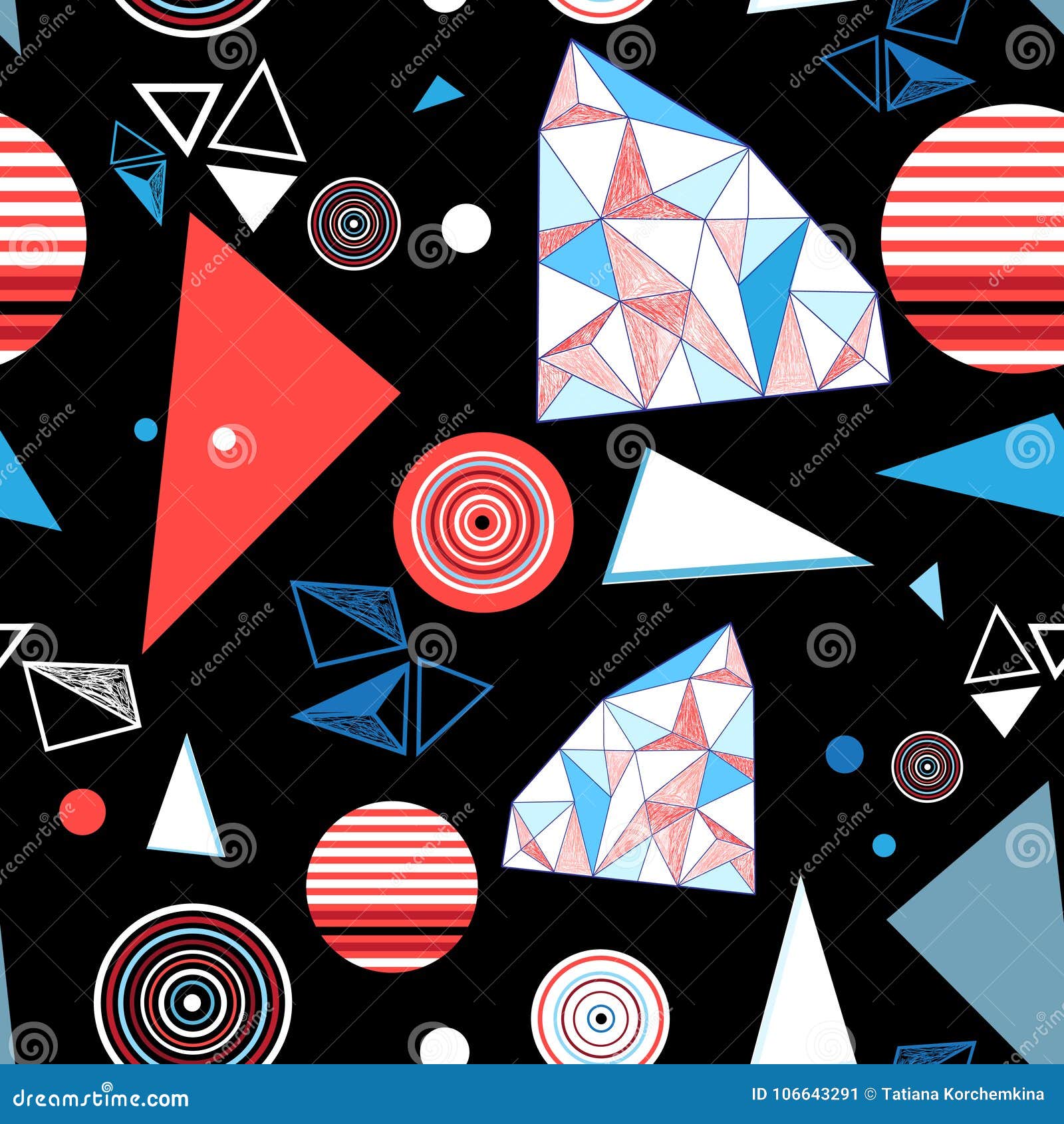 Seamless Bright Geometric Pattern Triangles and Circles Stock Vector ...