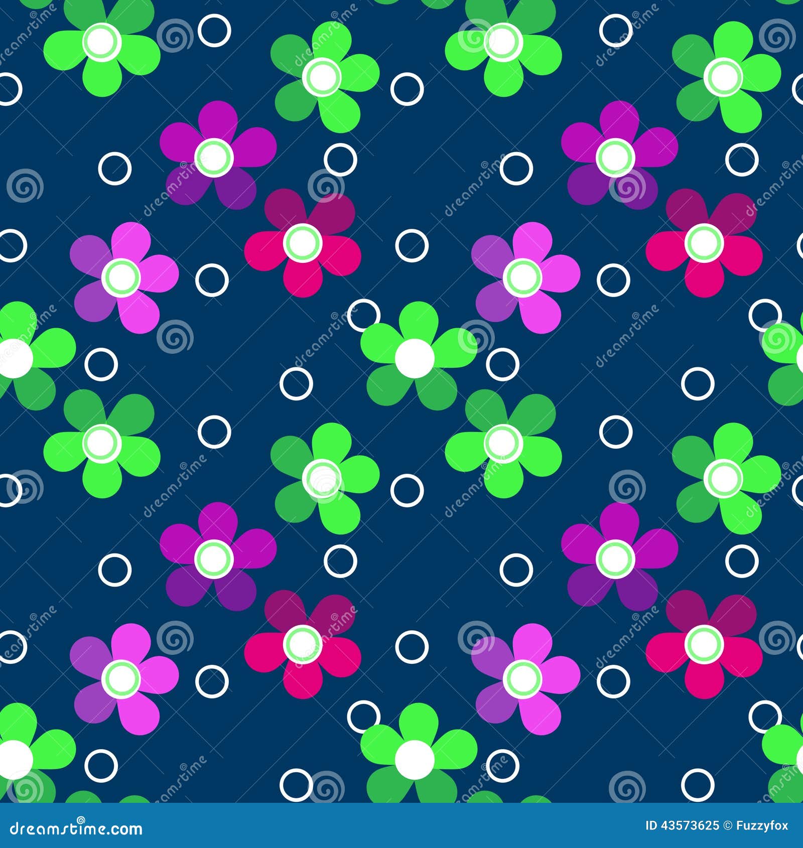 Seamless Bright Kids Floral Pattern on Blue Stock Illustration ...