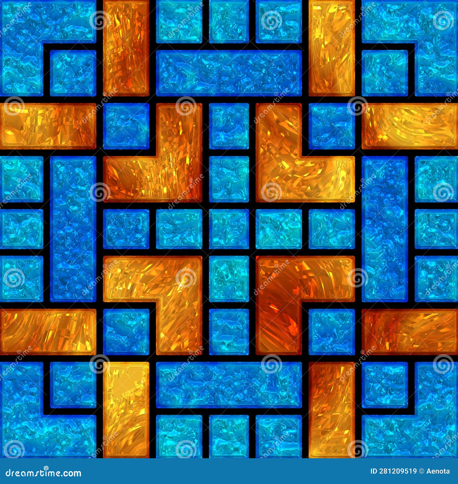 Seamless Bright Stained Glass Pattern Stock Illustration - Illustration ...