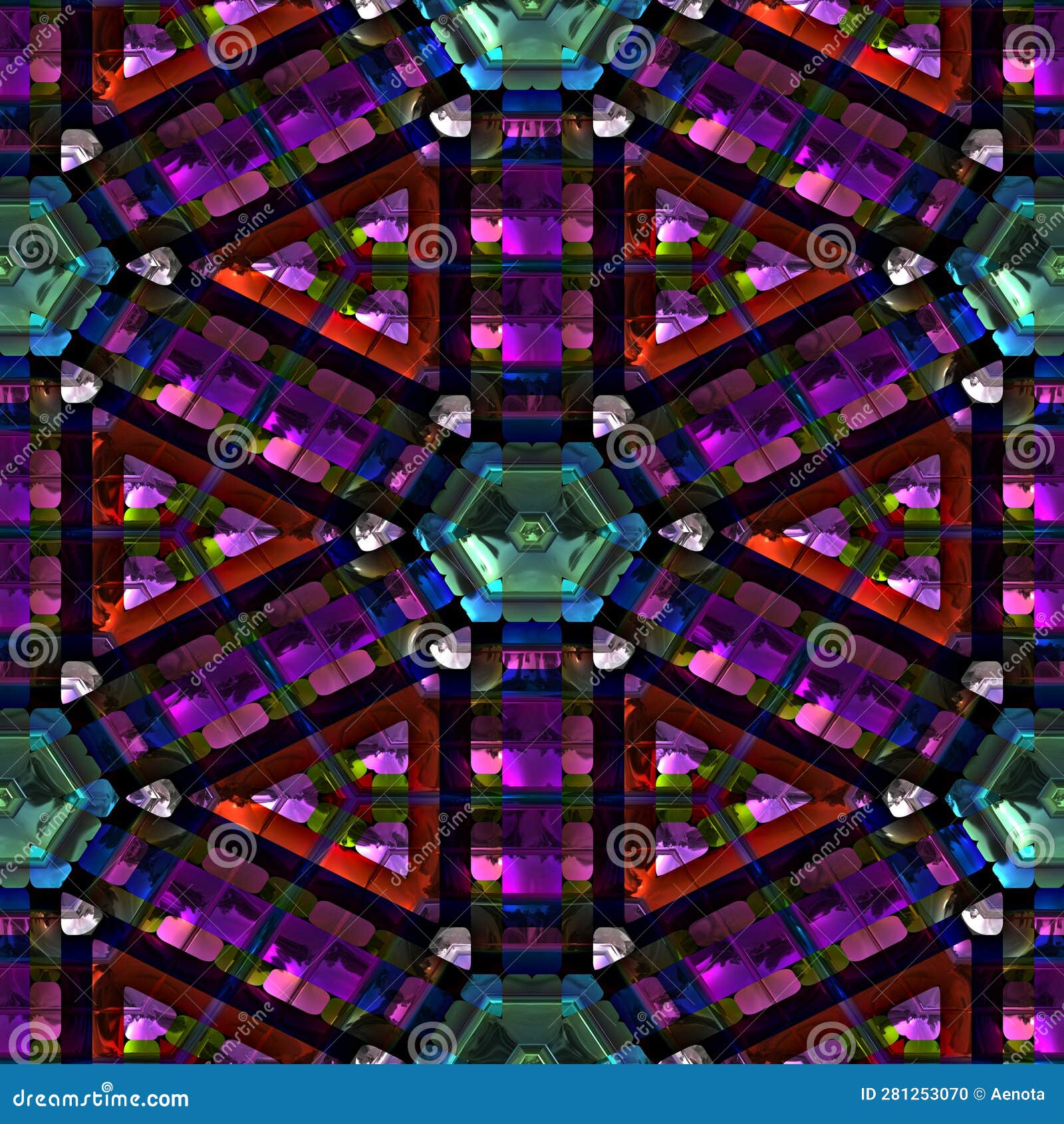 Seamless Bright Stained Glass Pattern Stock Illustration - Illustration ...