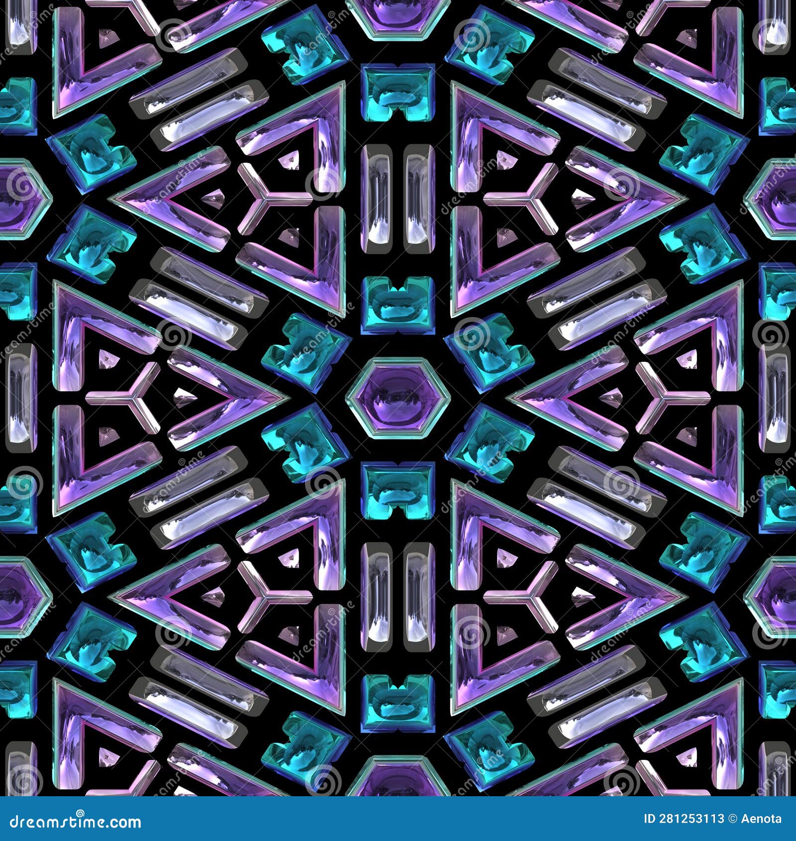 Seamless Bright Stained Glass Pattern Stock Illustration - Illustration ...