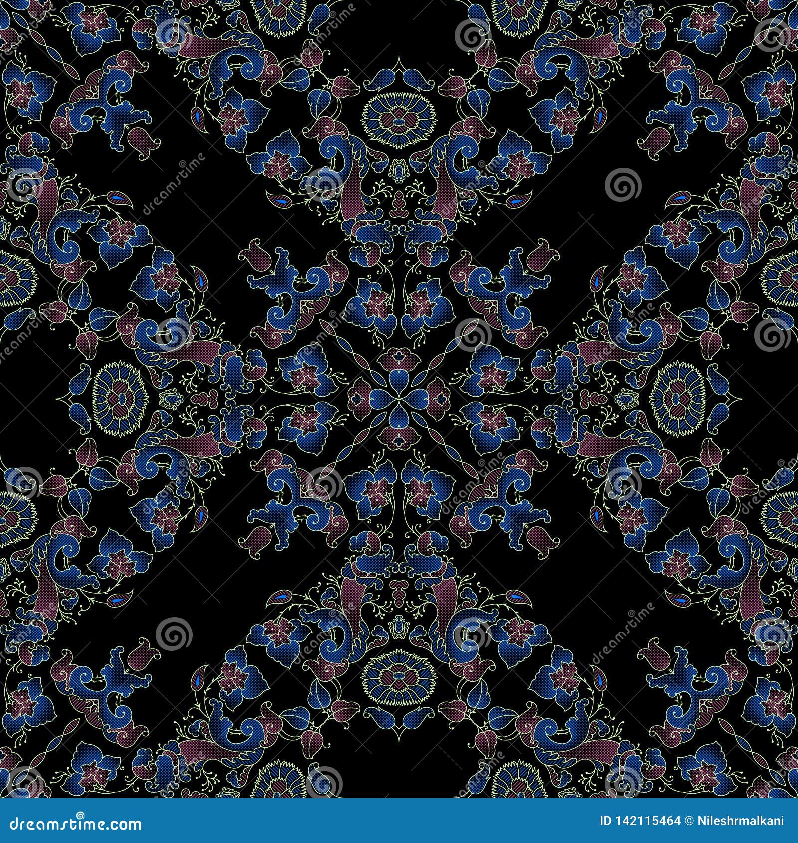 Seamless Bright Traditional Indian Textile Design Pattern Stock ...