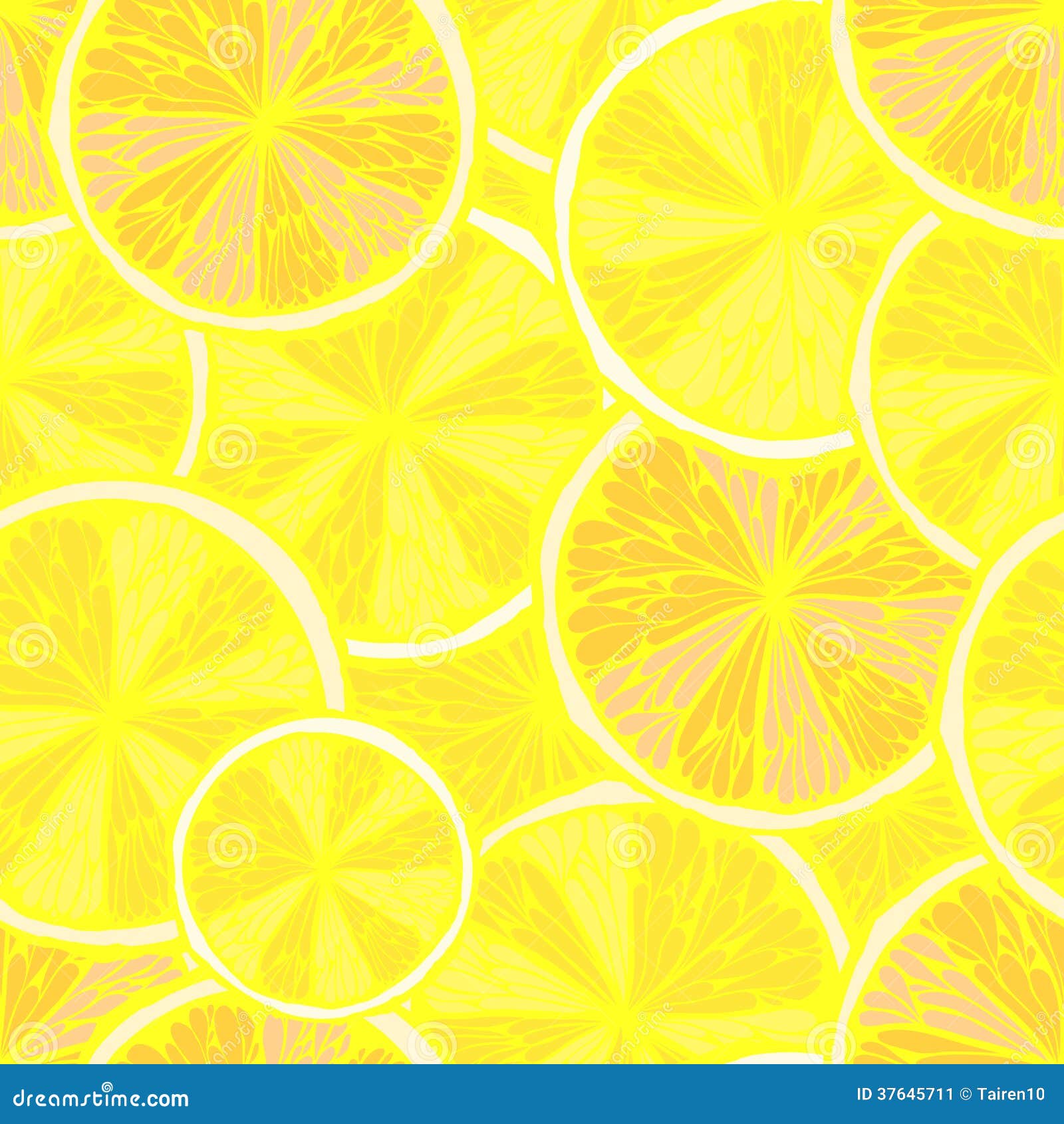 Seamless Bright Yellow Pattern with Lemon Slices Stock Vector ...