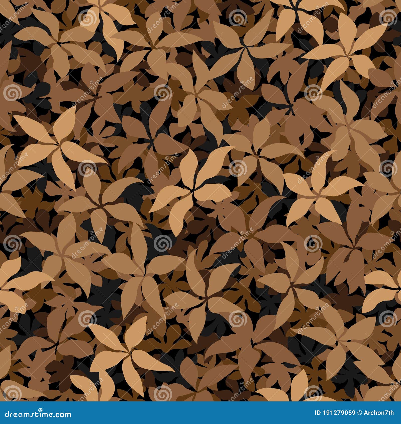 Seamless Brown and Beige Colored Leaf Pattern. Vector Vintage Autumn ...