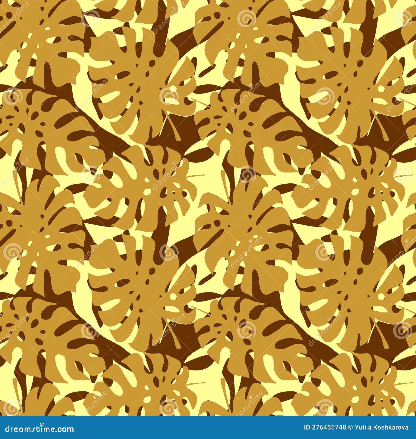 Seamless Brown-beige Pattern from the Contours of Tropical Leaves ...