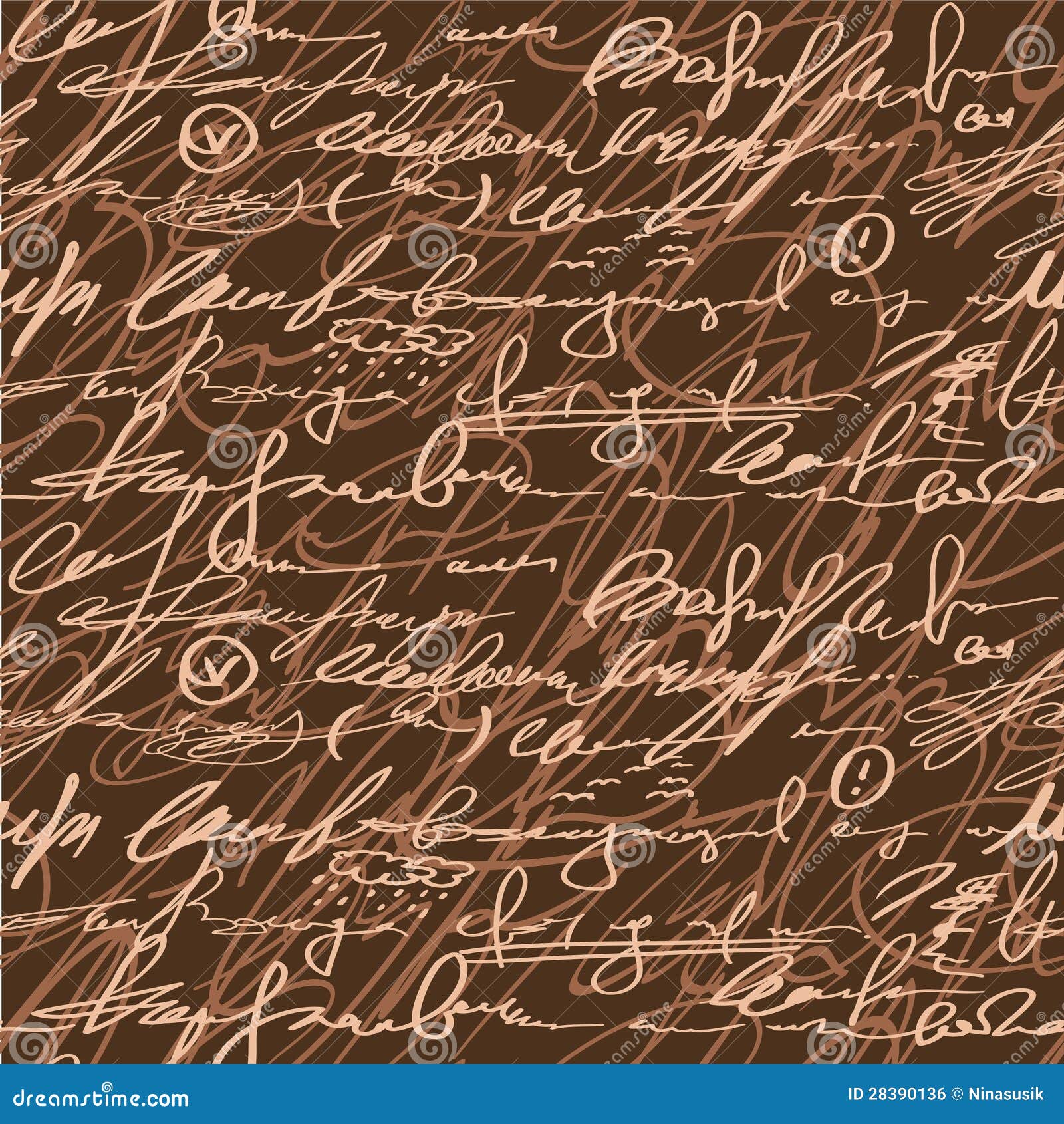 Seamless Brown Elegance Hand Write Pattern Stock Vector - Illustration ...