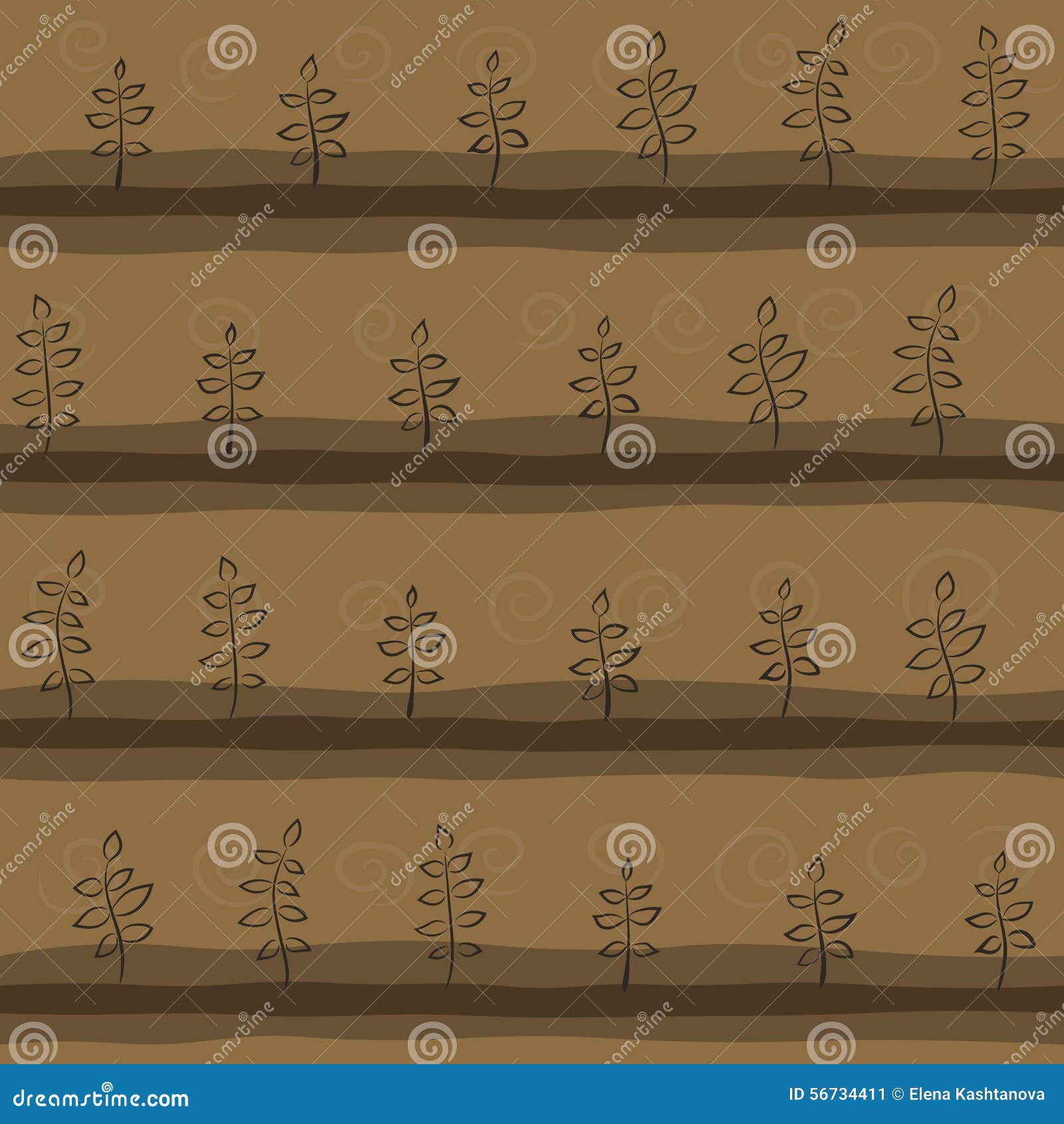 Seamless Brown Floral Vector Pattern. Stock Vector - Illustration of ...