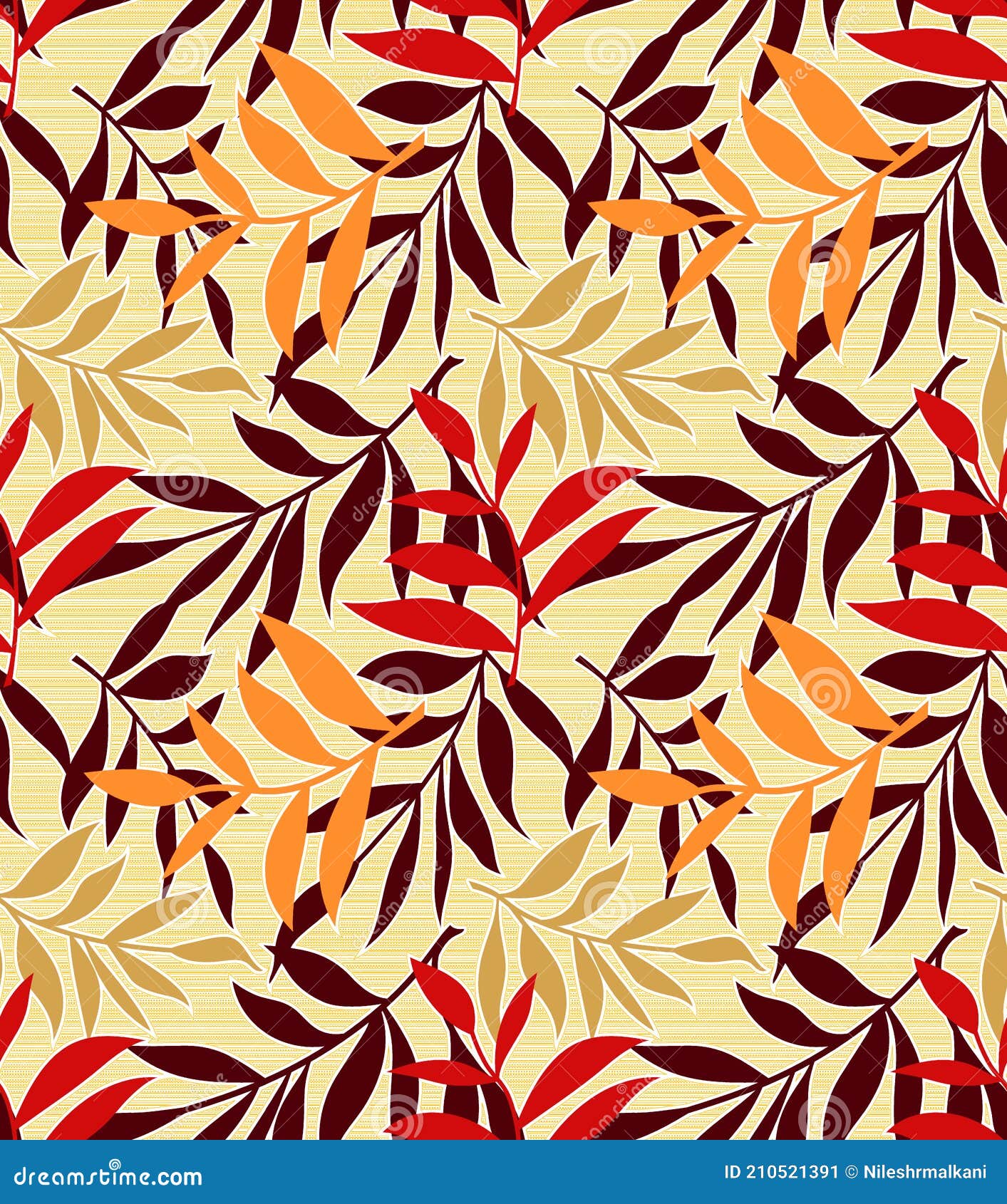 Seamless Brown Leaves Pattern Design Stock Illustration - Illustration ...