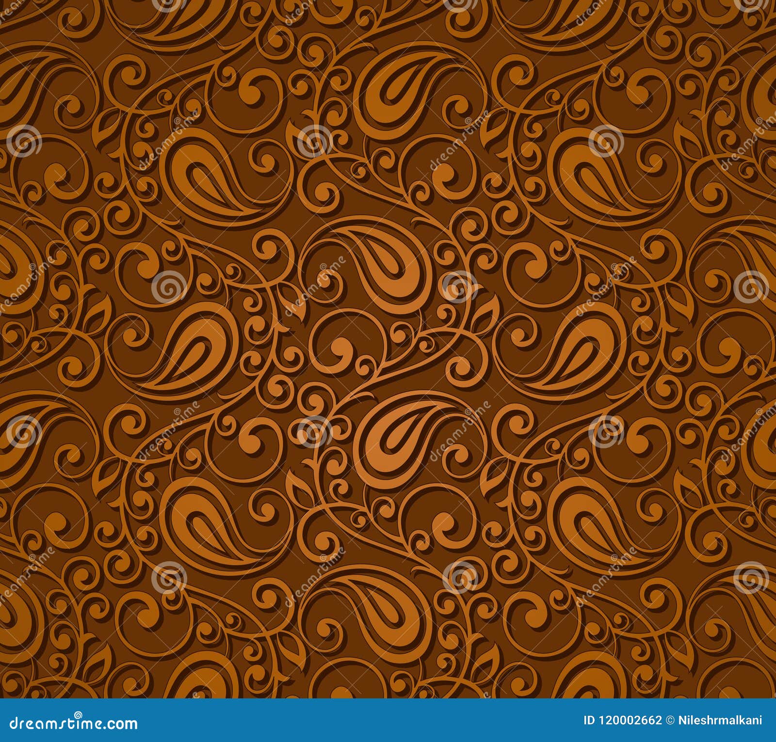 Seamless Brown Paisley Wallpaper Stock Vector - Illustration of fabric ...