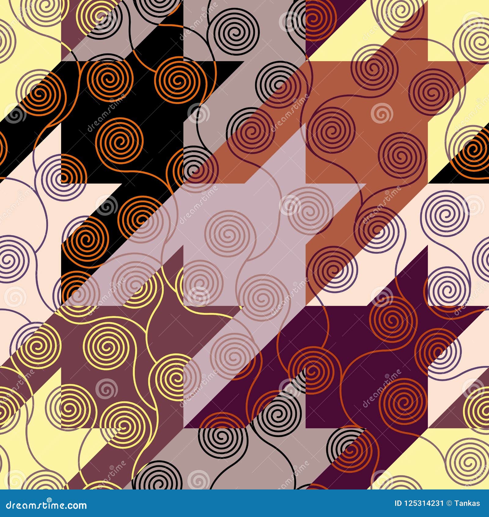 Curly Waves Pattern in Art Nouveau Style. Stock Vector - Illustration ...