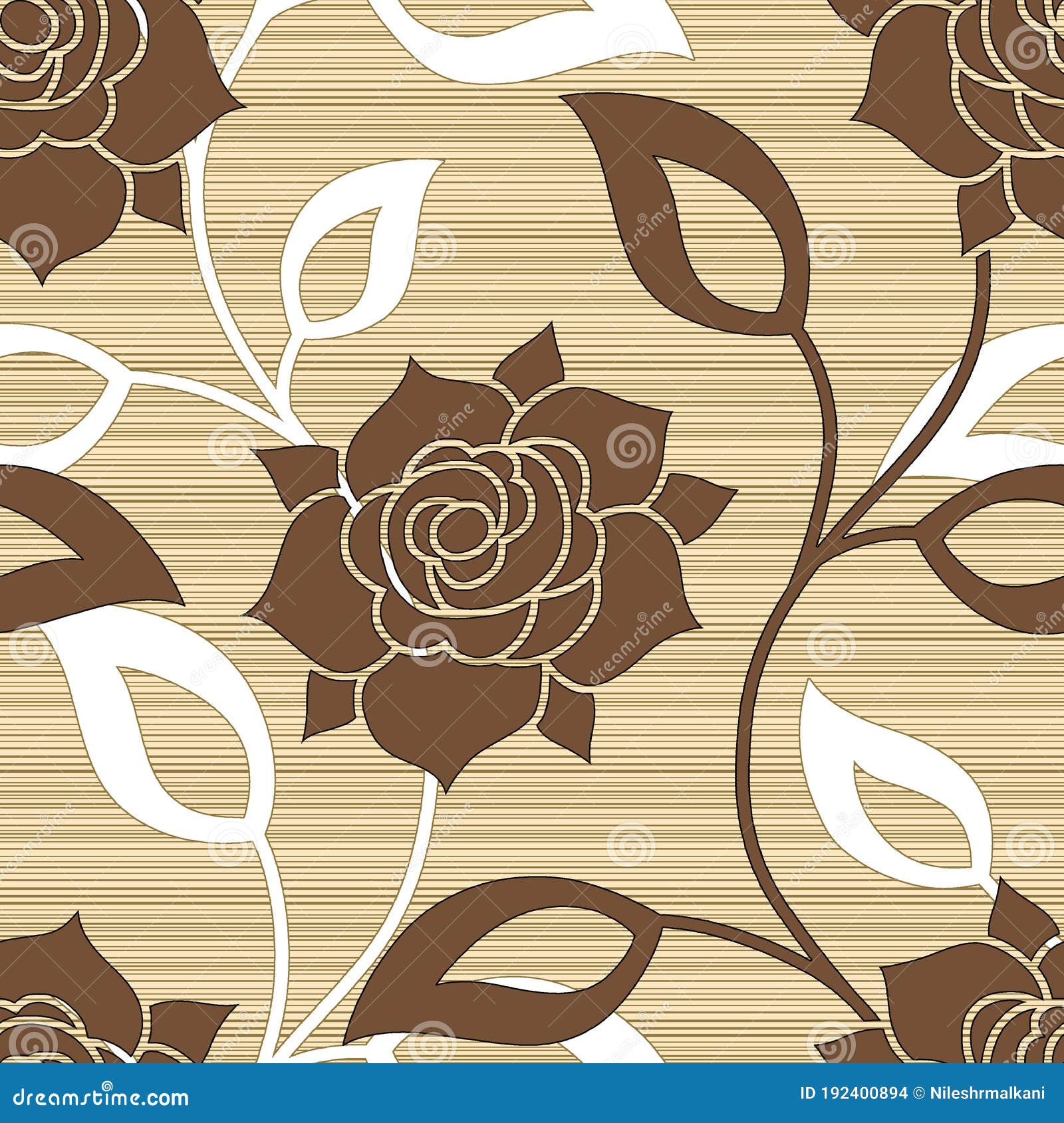 Seamless Brown Rose Flower Pattern Stock Illustration - Illustration of ...
