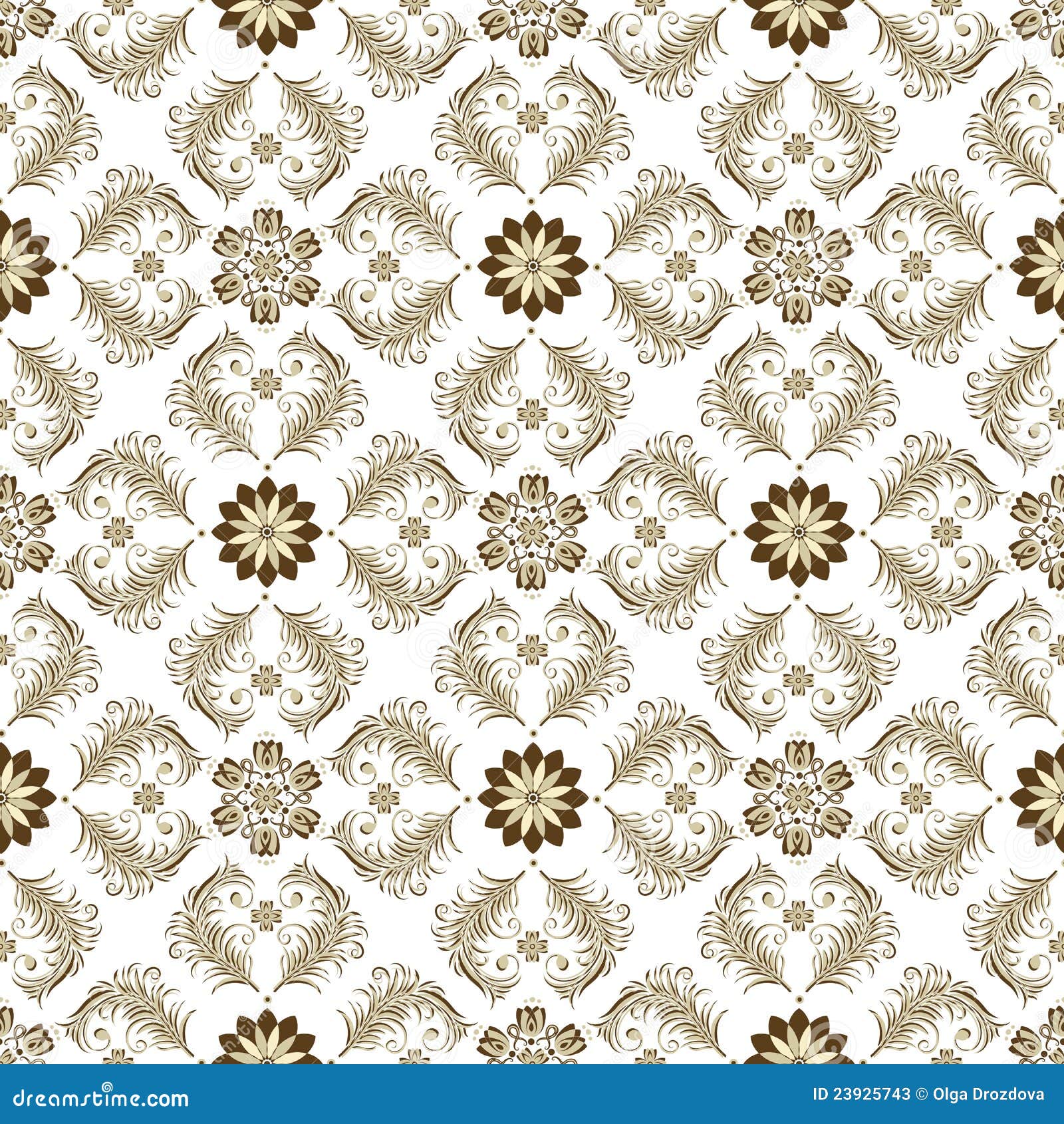 Seamless Brown-white Vintage Pattern Stock Vector - Illustration of ...