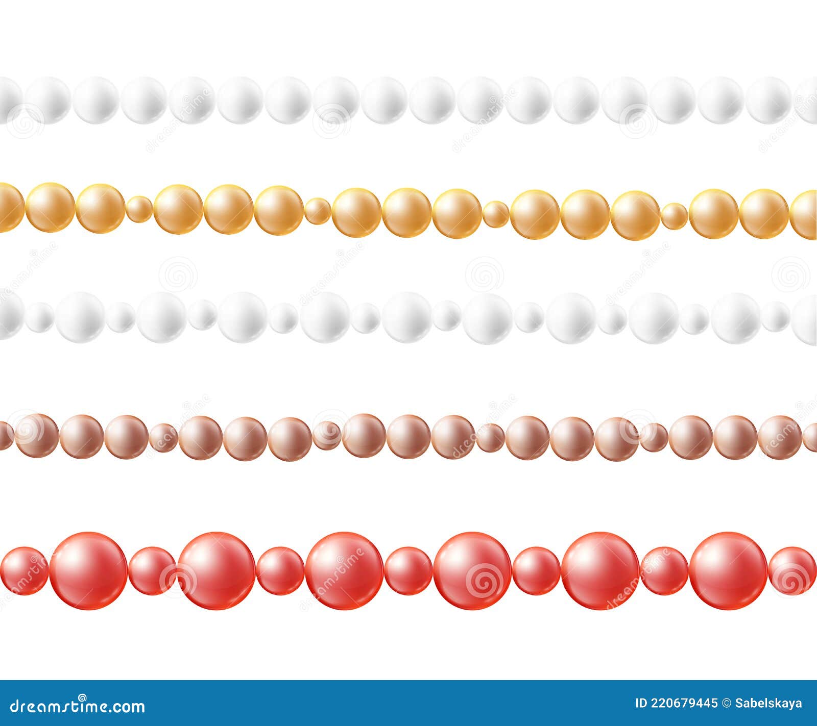 Seamless Brushes in Shape of Bead Strings Realistic Vector Illustration ...