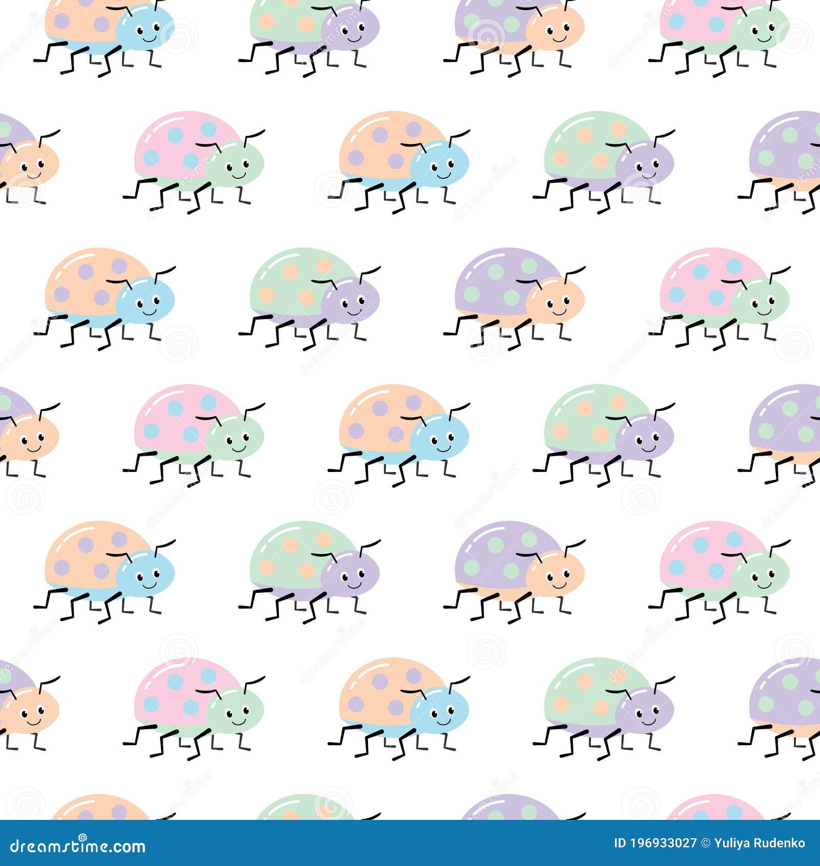 Seamless Bug Pattern in Vector. Funny Cute Bugs Stock Vector ...