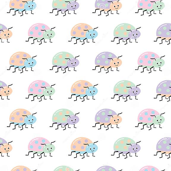 Seamless Bug Pattern in Vector. Funny Cute Bugs Stock Vector ...