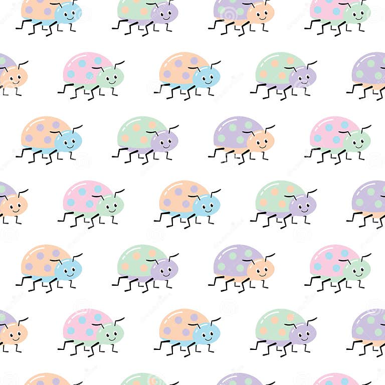 Seamless Bug Pattern in Vector. Funny Cute Bugs Stock Vector ...