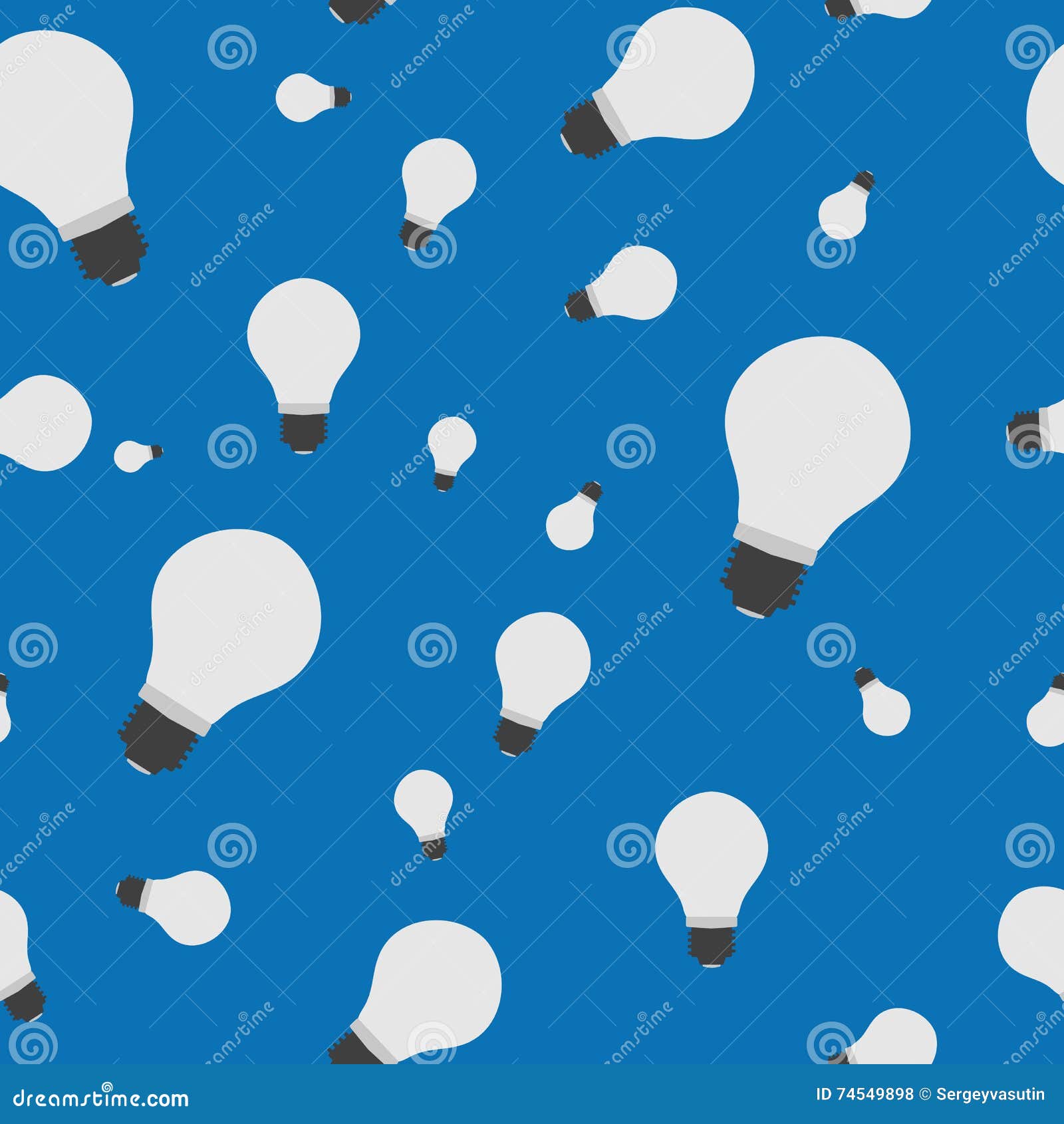 Seamless - Bulb Lamp on Blue Stock Illustration - Illustration of ...