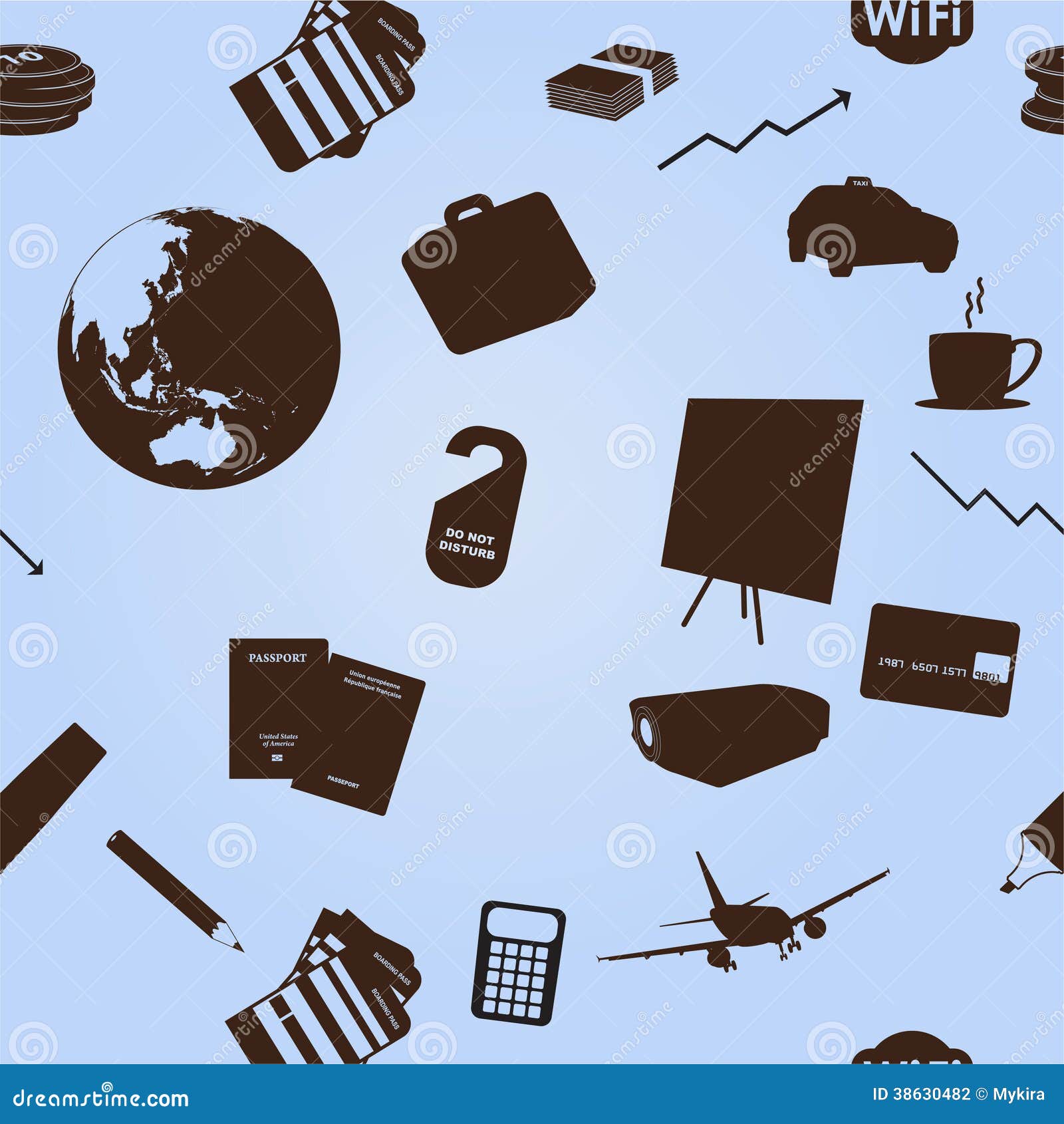 Seamless Business Trip Pattern Stock Vector - Illustration of aircraft ...