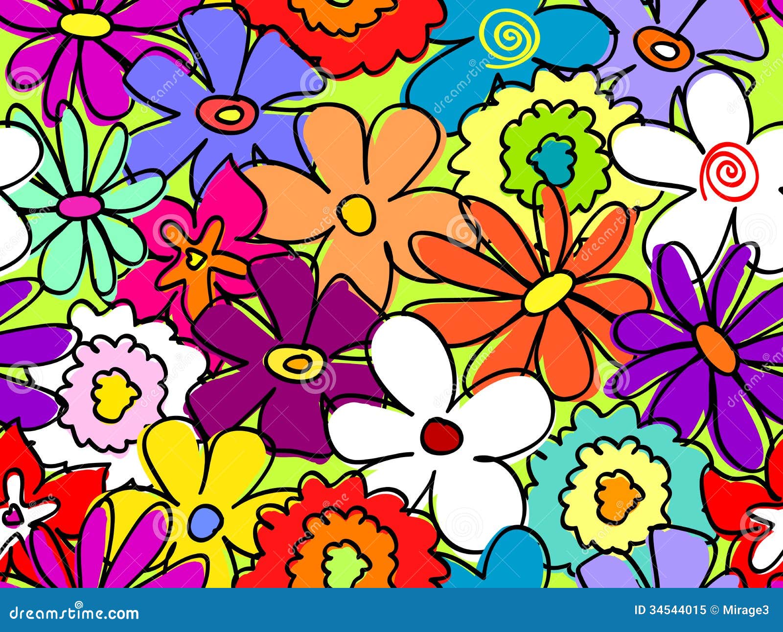 Seamless Busy Flower Pattern 2 Stock Vector - Illustration of orange ...