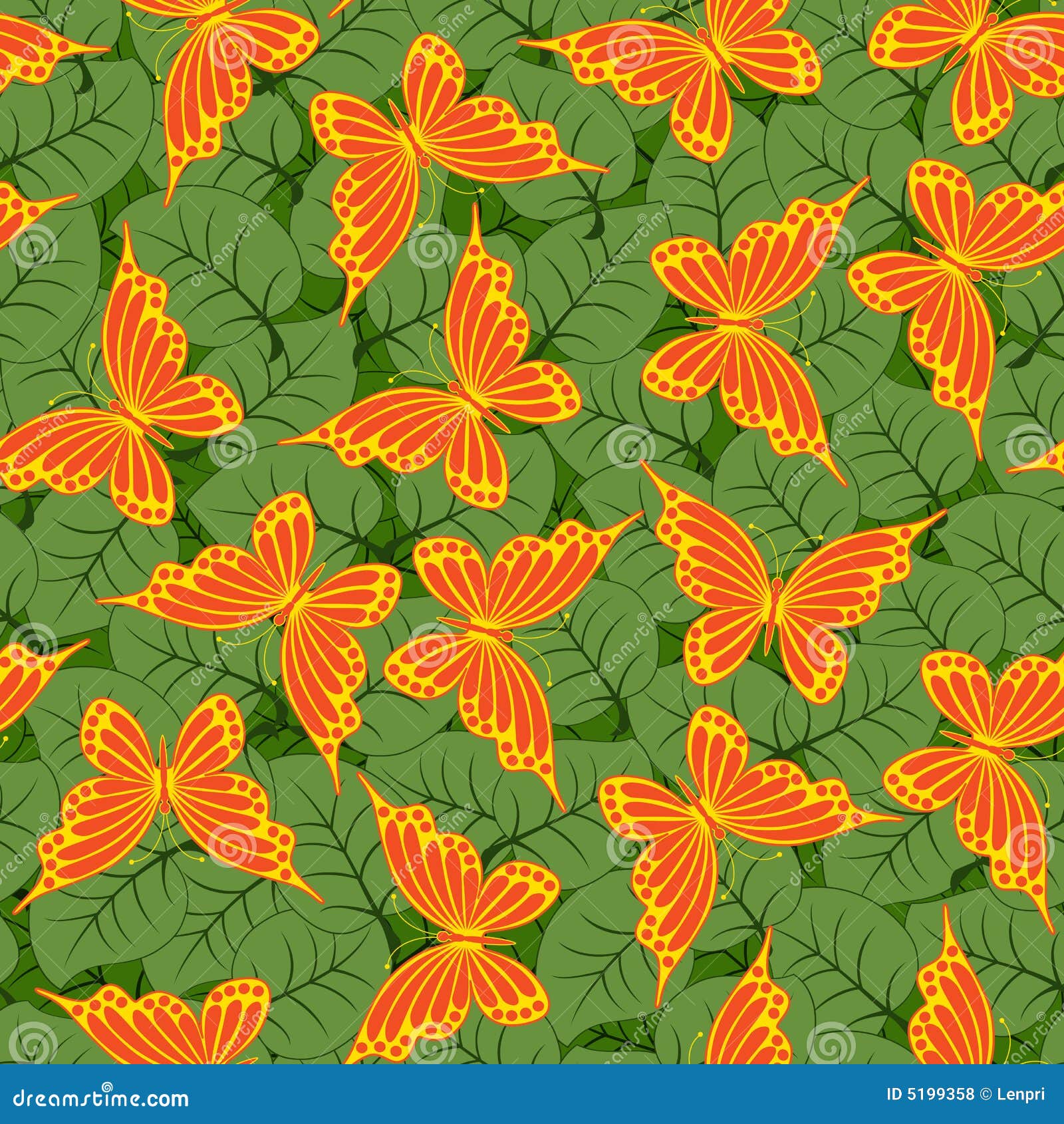 Seamless with butterflies stock vector. Illustration of leaves - 5199358