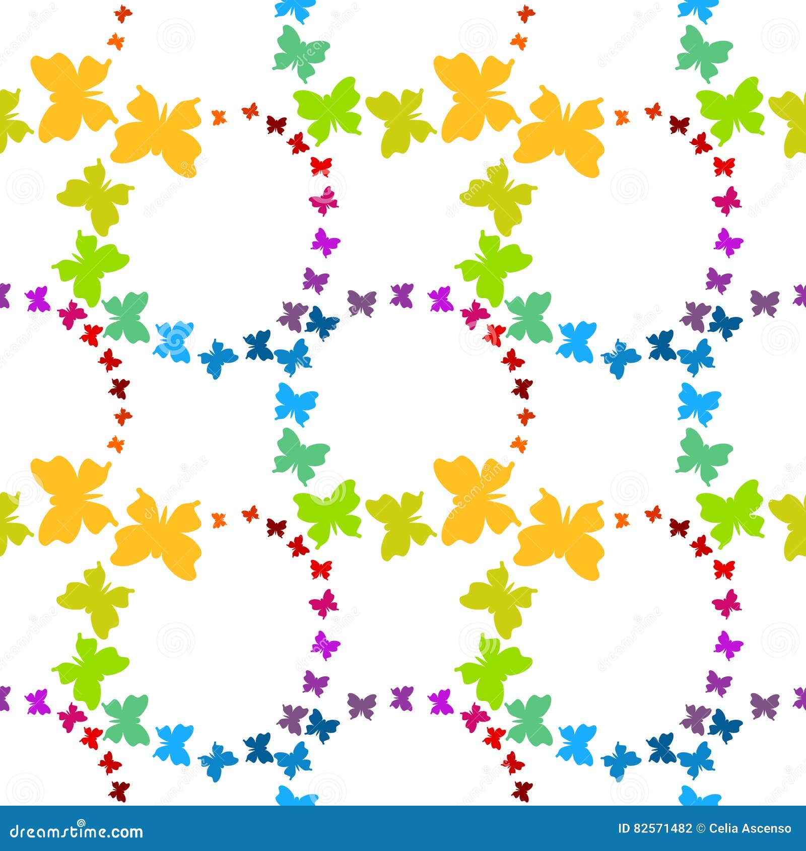 Seamless Butterfly Circles Pattern Stock Illustration - Illustration of ...